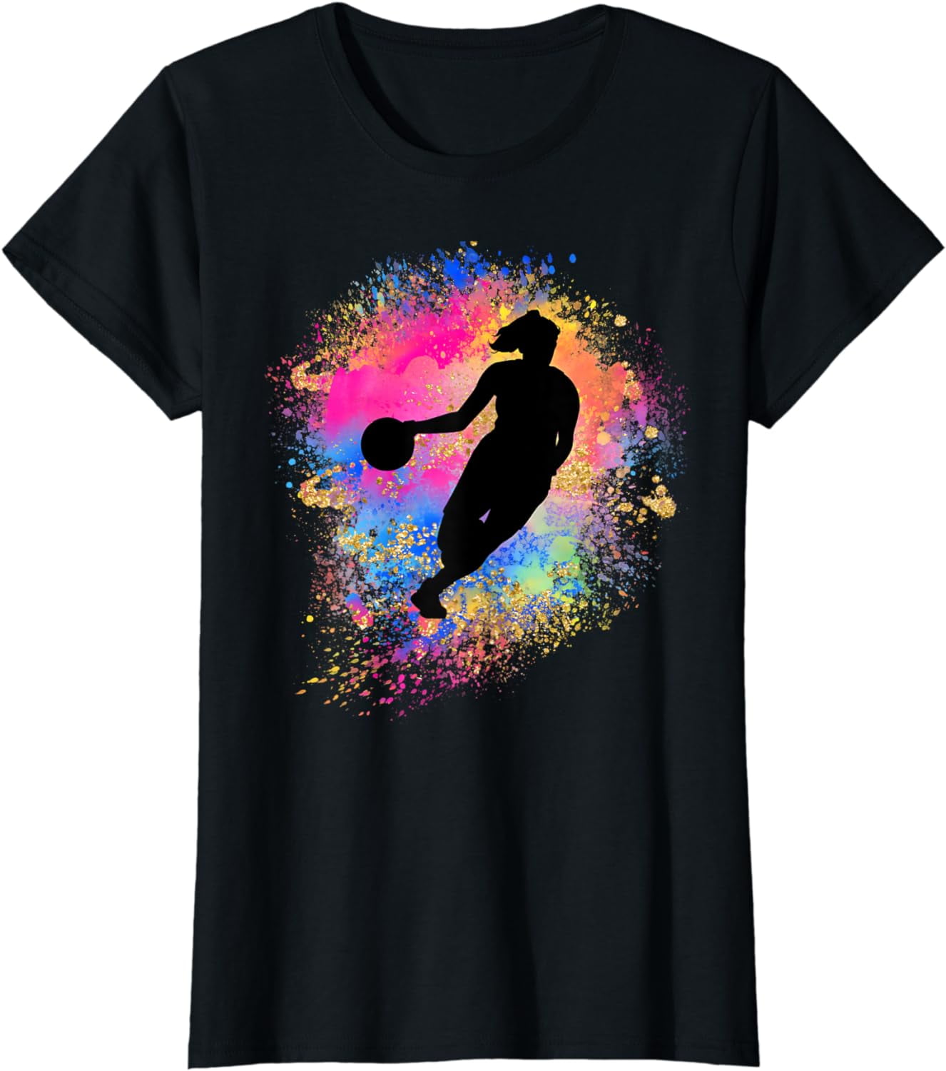 Womens Rainbow Basketball Silhouette Female Team Girls T-Shirt ...