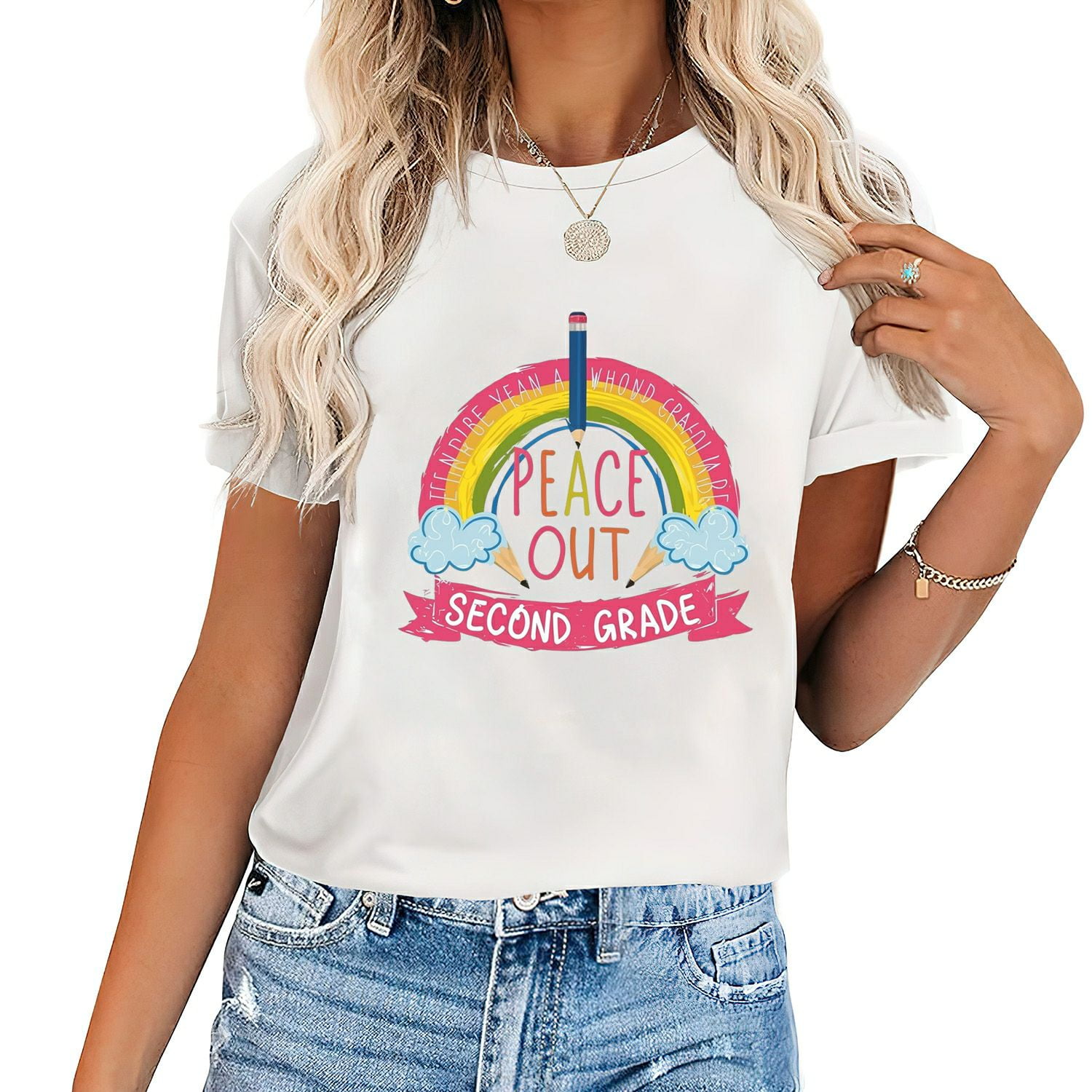 Womens Rainbow Peace Out Second Grade Last Day Of School Graduation ...