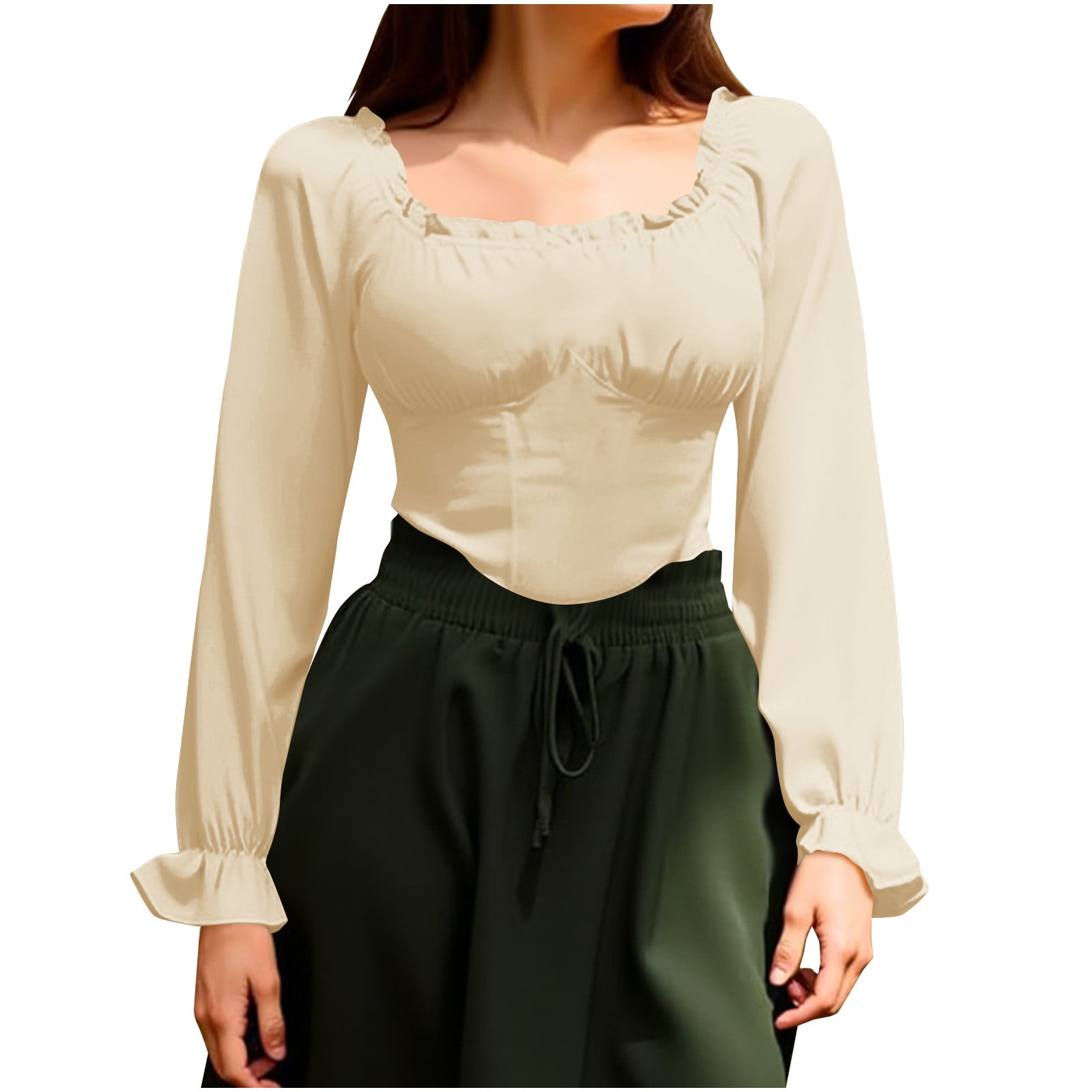 Womens Renaissance Blouse Fashion Off Shoulder Ruffle Long Sleeve ...