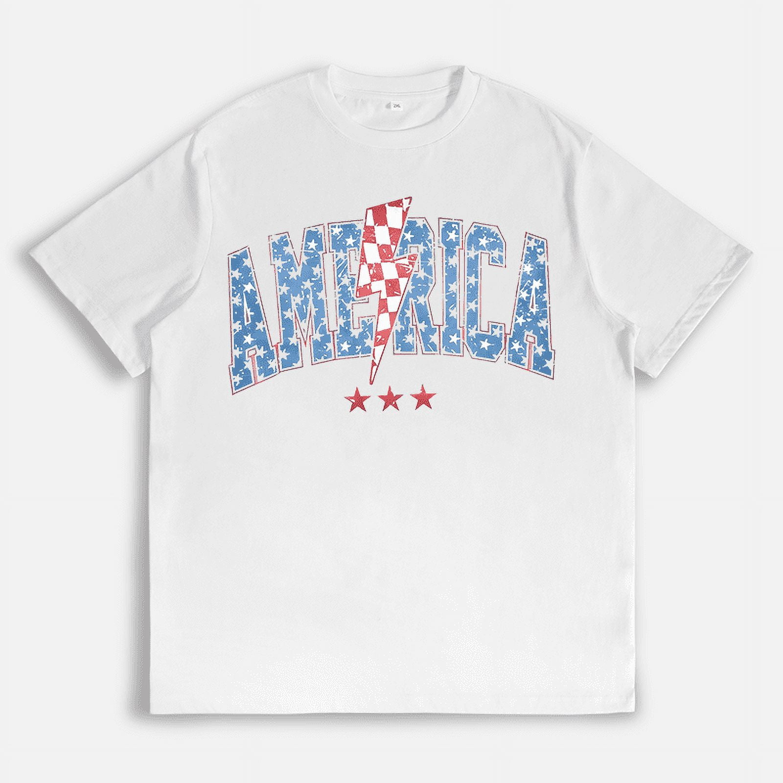 Womens Retro America Independence Day Print T Shirts USA Patriotic ...