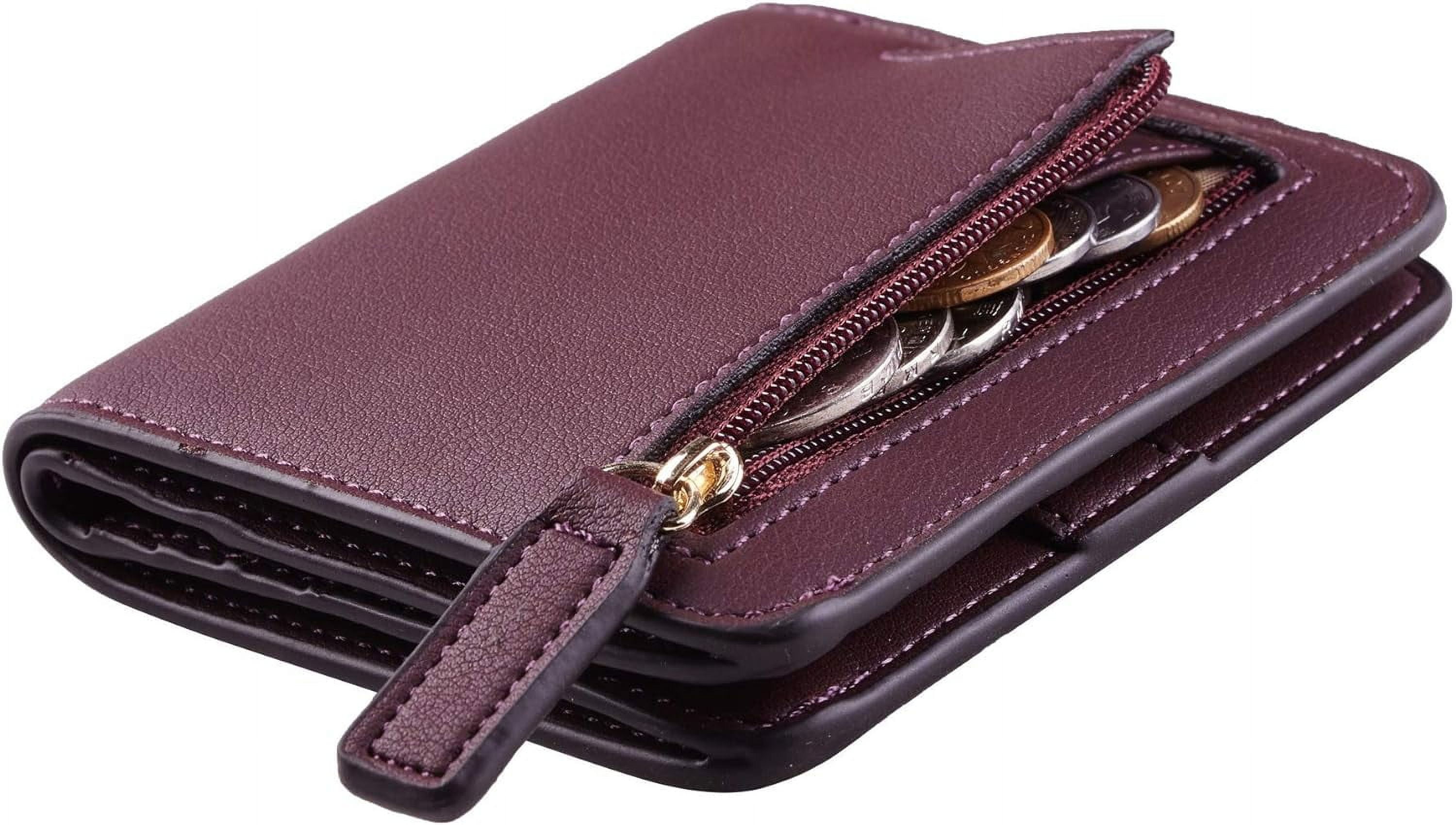 Womens Rfid Blocking Small Compact Bifold Luxury Genuine Leather Pocket ...