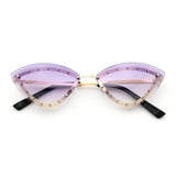 Womens Rhinestone Jewel Trim Cat Eye Luxury Rimless Bling Sunglasses ...