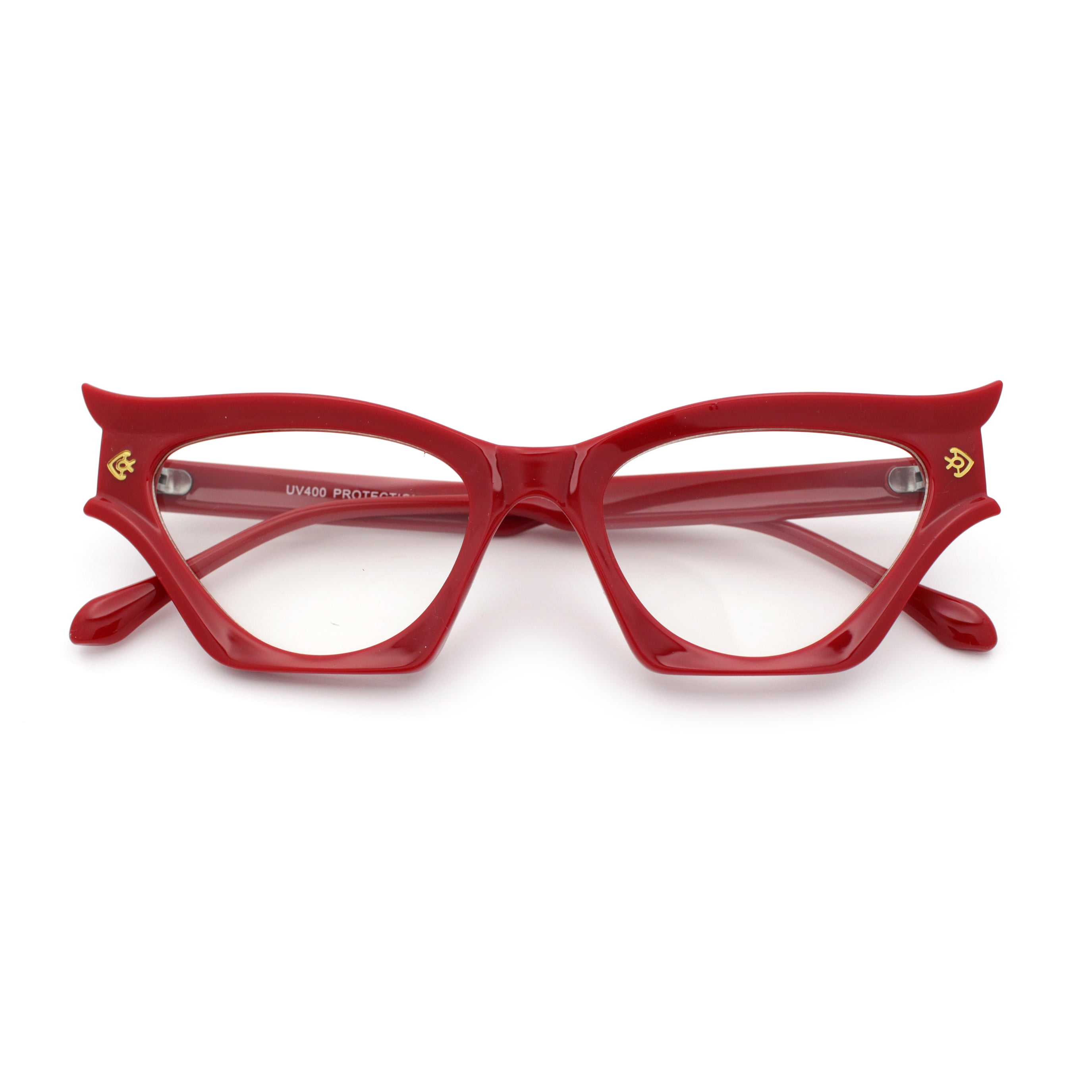 Womens Rich Golden Age Opulent Gothic Cat Eye Clear Lens Plastic ...