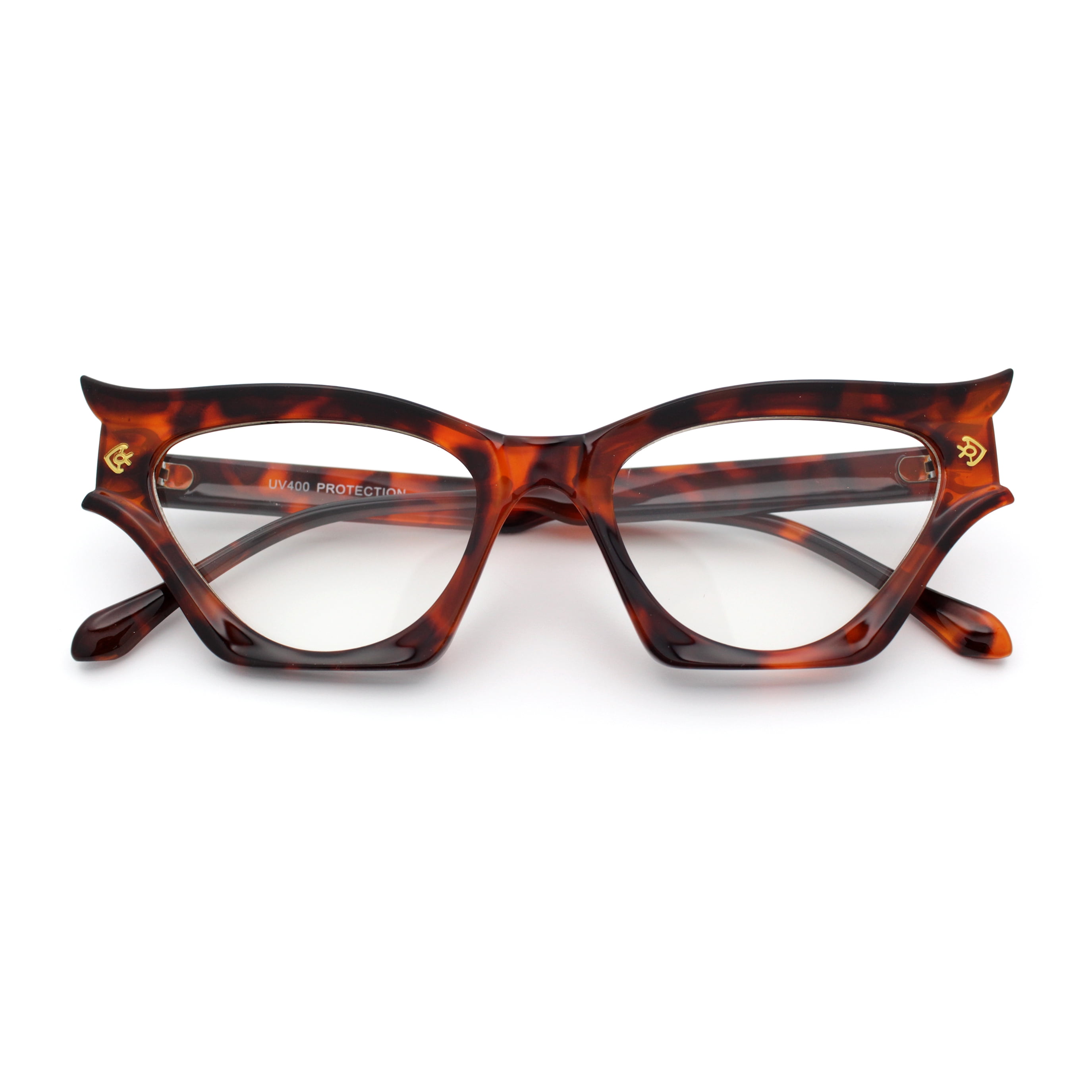 Womens Rich Golden Age Opulent Gothic Cat Eye Clear Lens Plastic ...