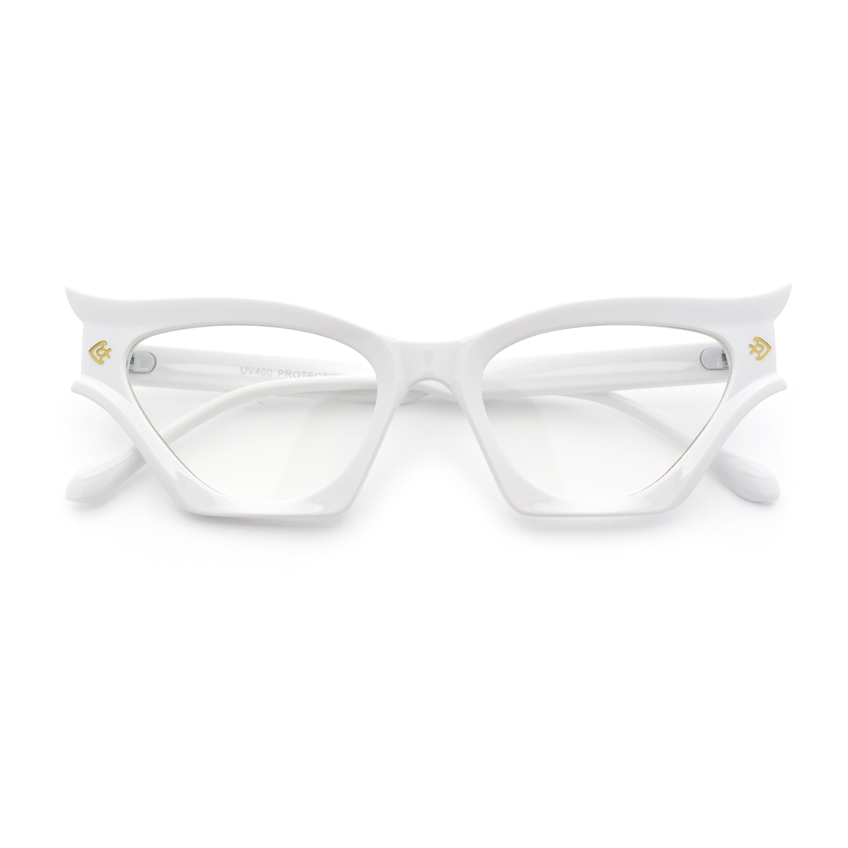 Womens Rich Golden Age Opulent Gothic Cat Eye Clear Lens Plastic ...