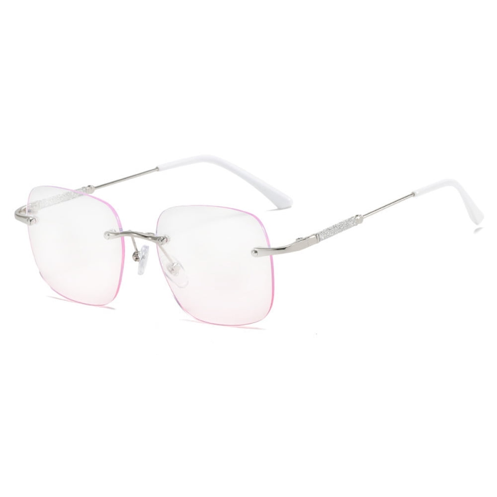 Womens Rimless Square Silver Reading Glasses 2.50 Ladies Anti-blue ...