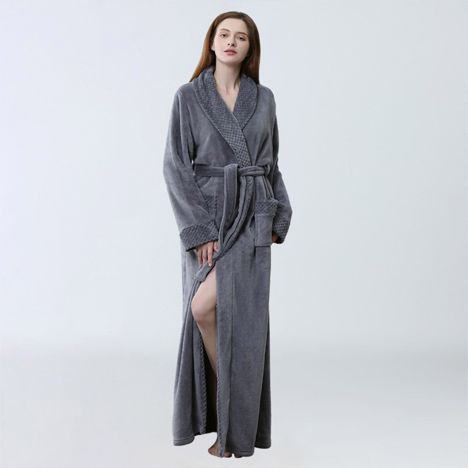 Womens Robe Soft Bathrobe Cute Long Coat Nightgown Nightdress Shower ...