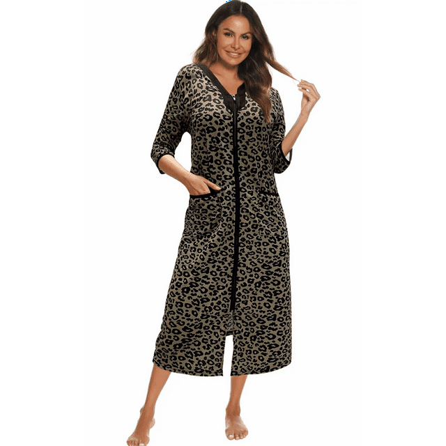 Womens Robes: AMITOFO Lightweight Summer Robe for Women Zip up 3/4 ...