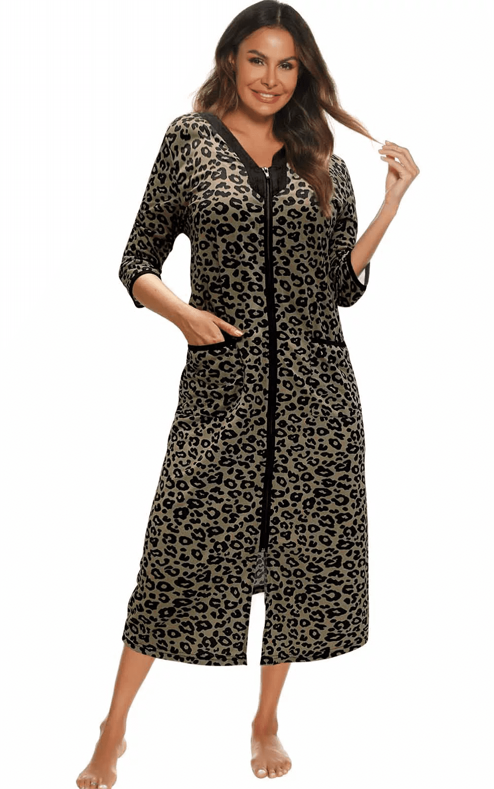 Womens Robes: AMITOFO Lightweight Summer Robe for Women Zip up 3/4 ...