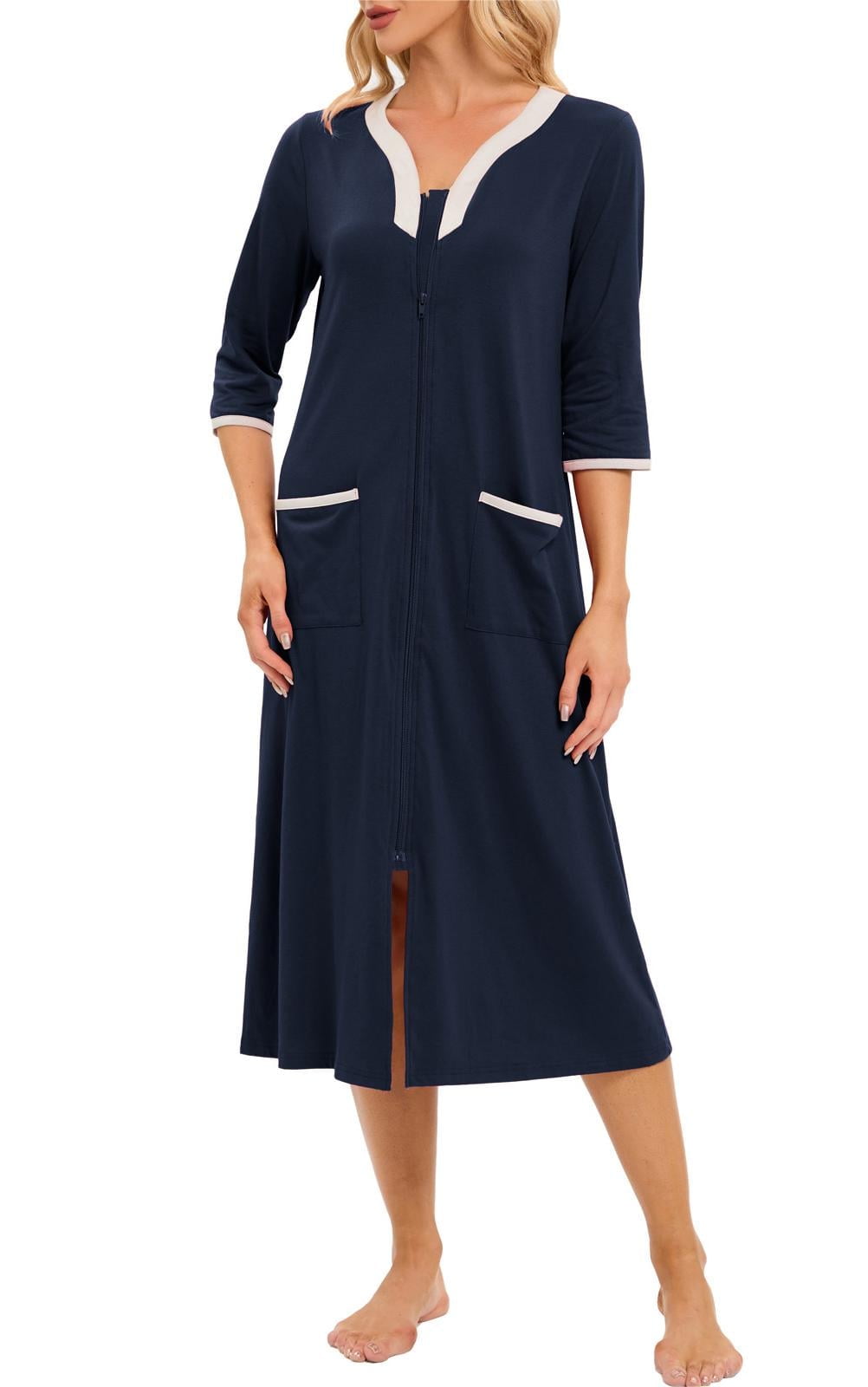 Womens Robes: AMITOFO Lightweight Summer Robe for Women Zip up 3/4 ...