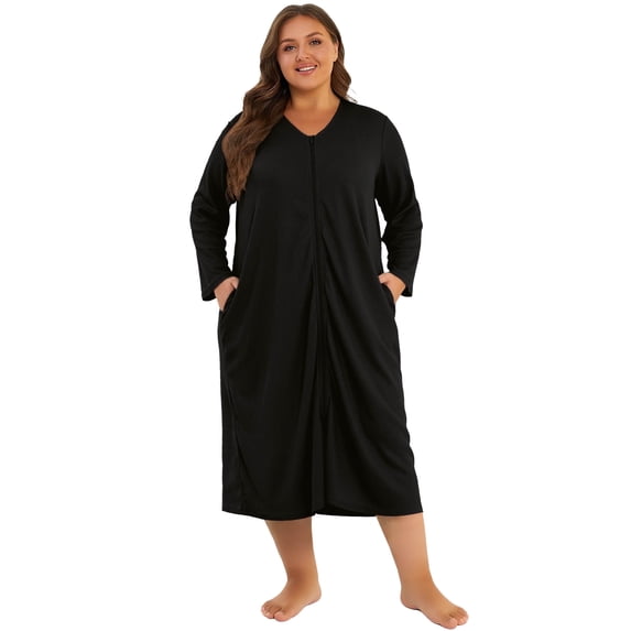 Womens Robes, LOFIR Plus Size Waffle Knit Zip Robe for Women - Extra ...
