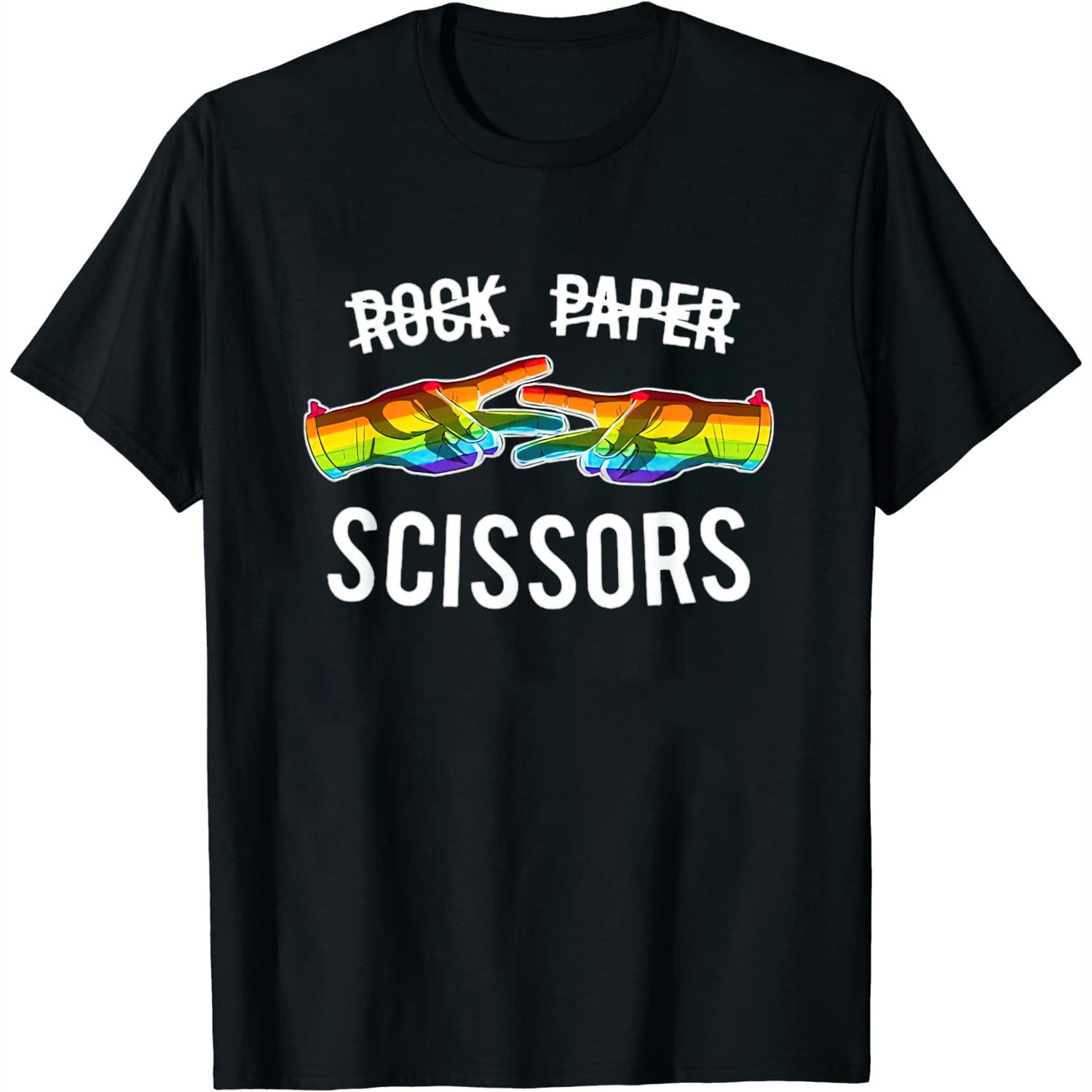 Womens Rock Paper Scissors Lesbian Pride Rainbow Lgbt T Shirt Black 4x