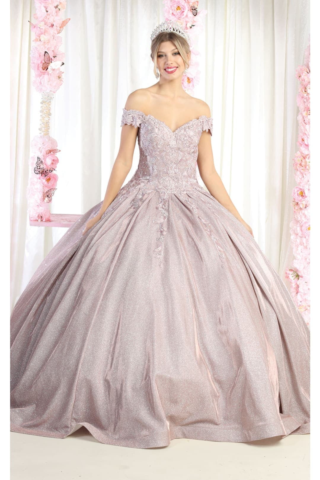 Womens Rose Gold Pageant Quinceanera Sweet 16 Long Sweetheart Off The ...
