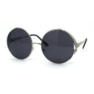 Retro Snug Small Round Circle Lens Hippie Sunglasses Silver Blue ...