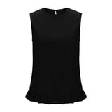 Womens Round Neck Sleeveless Blouse with Ruffled and Back Keyhole ...