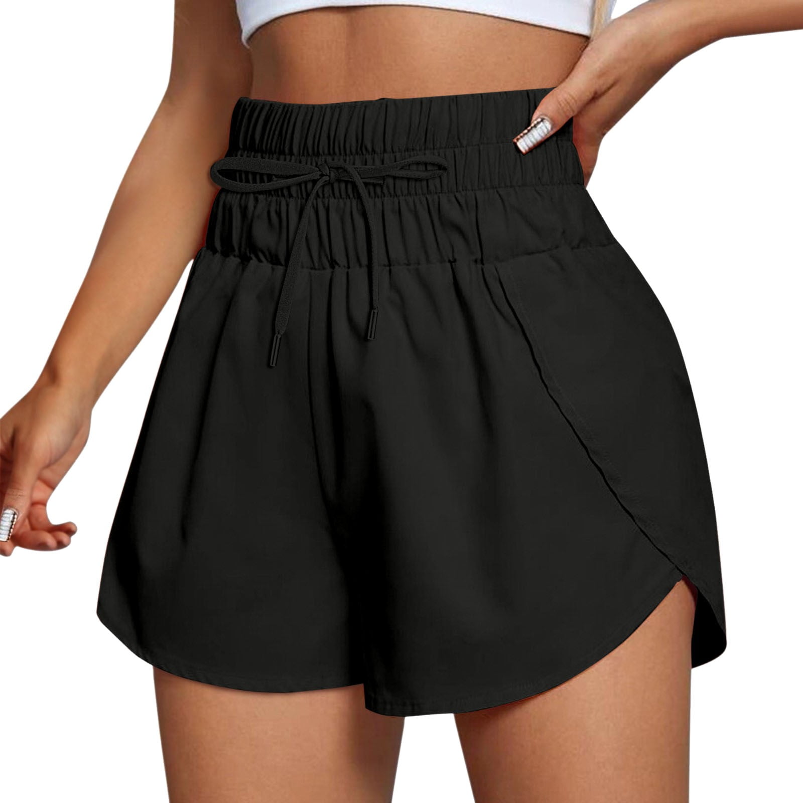 Womens Running Shorts Workout Elastic Waist Athletic Yoga Pants Sports ...