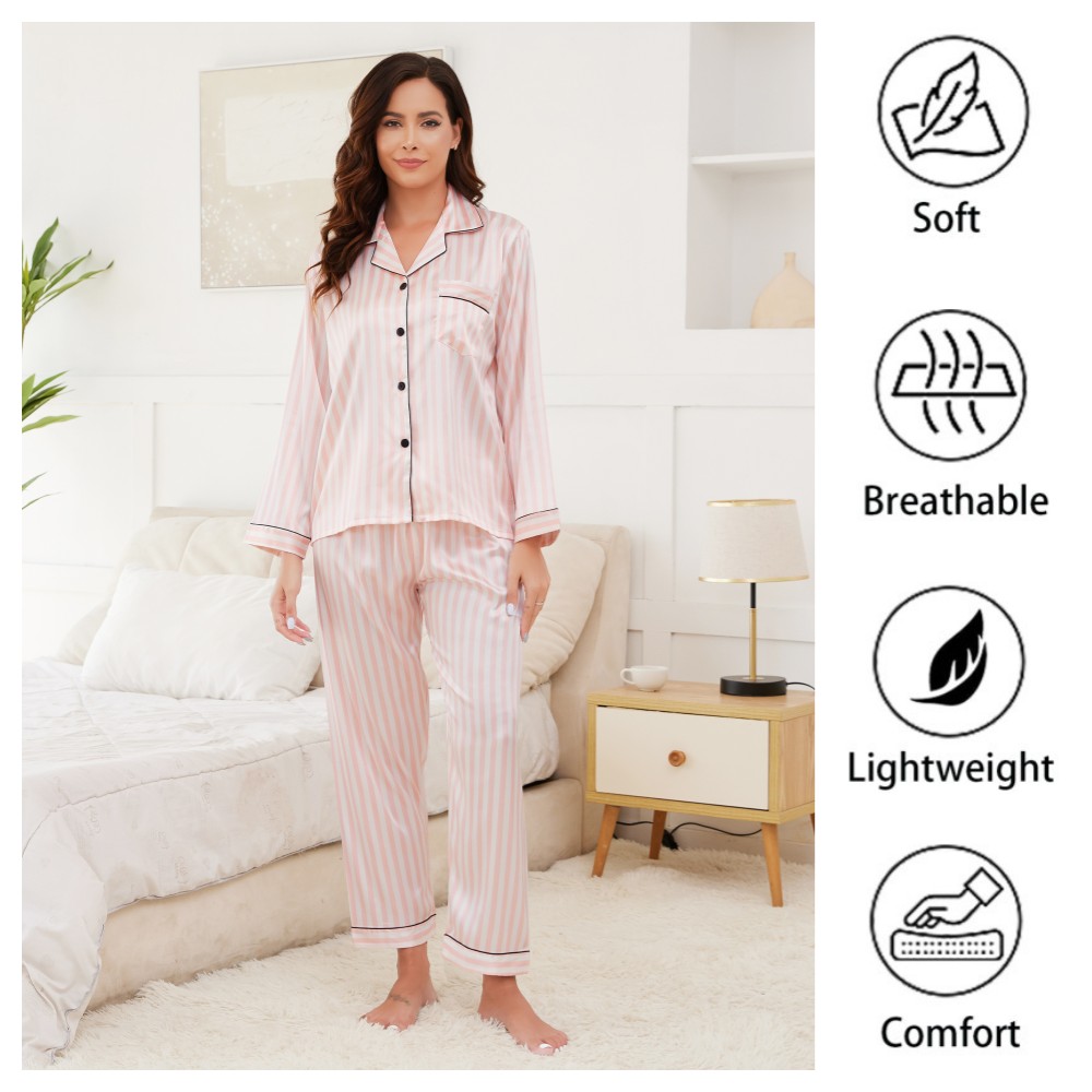 BLVB Women's Winter Warm Pajamas Sets Long Sleeve Fleece Lined Tops ...