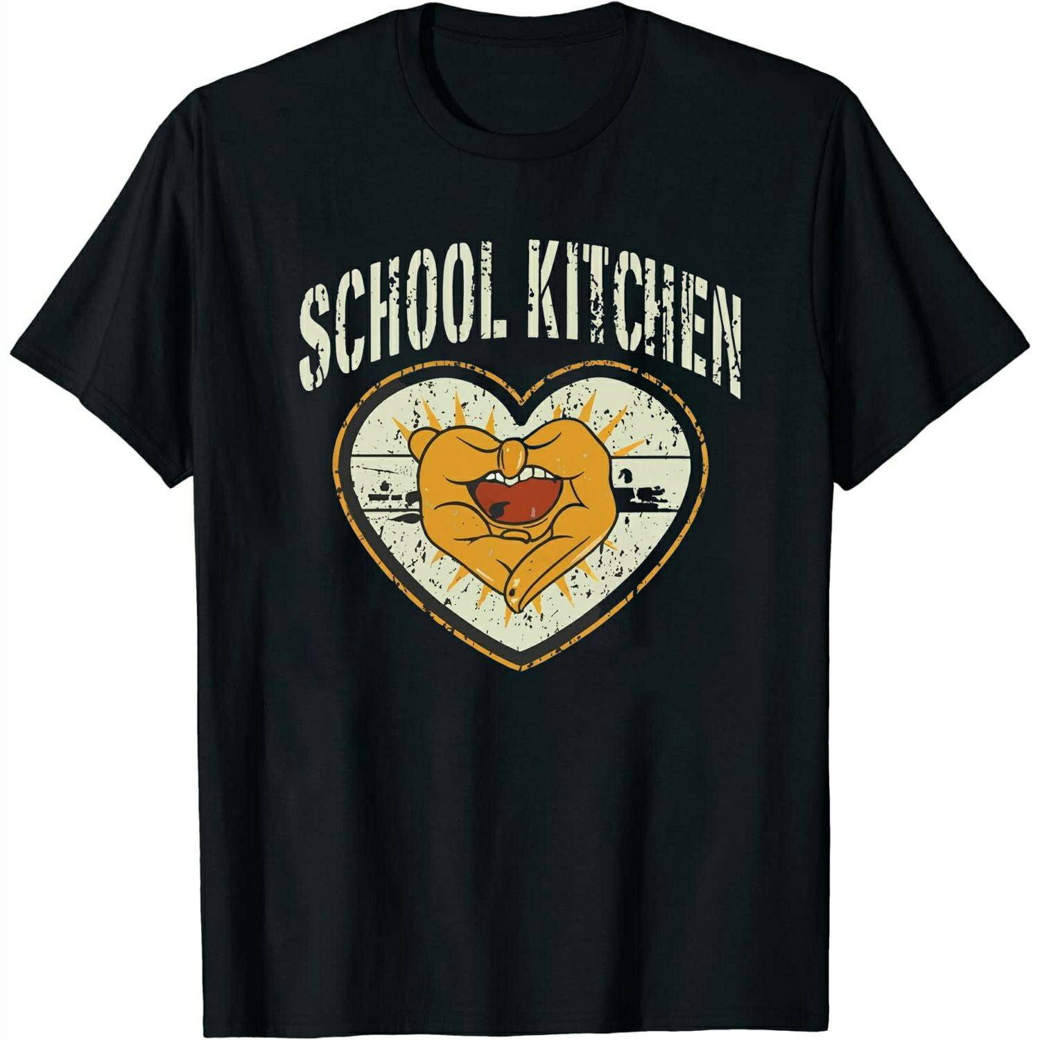 Womens School Kitchen Staff Heart Hands Cafeteria Team Gift Round Neck ...