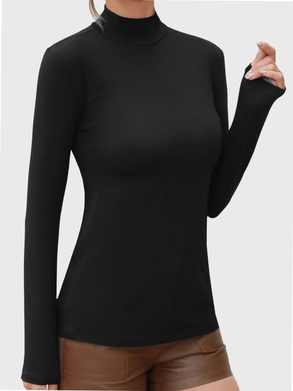 Womens Scoop Neck Long Sleeve Slim Fit Basic T Shirt - Walmart.com