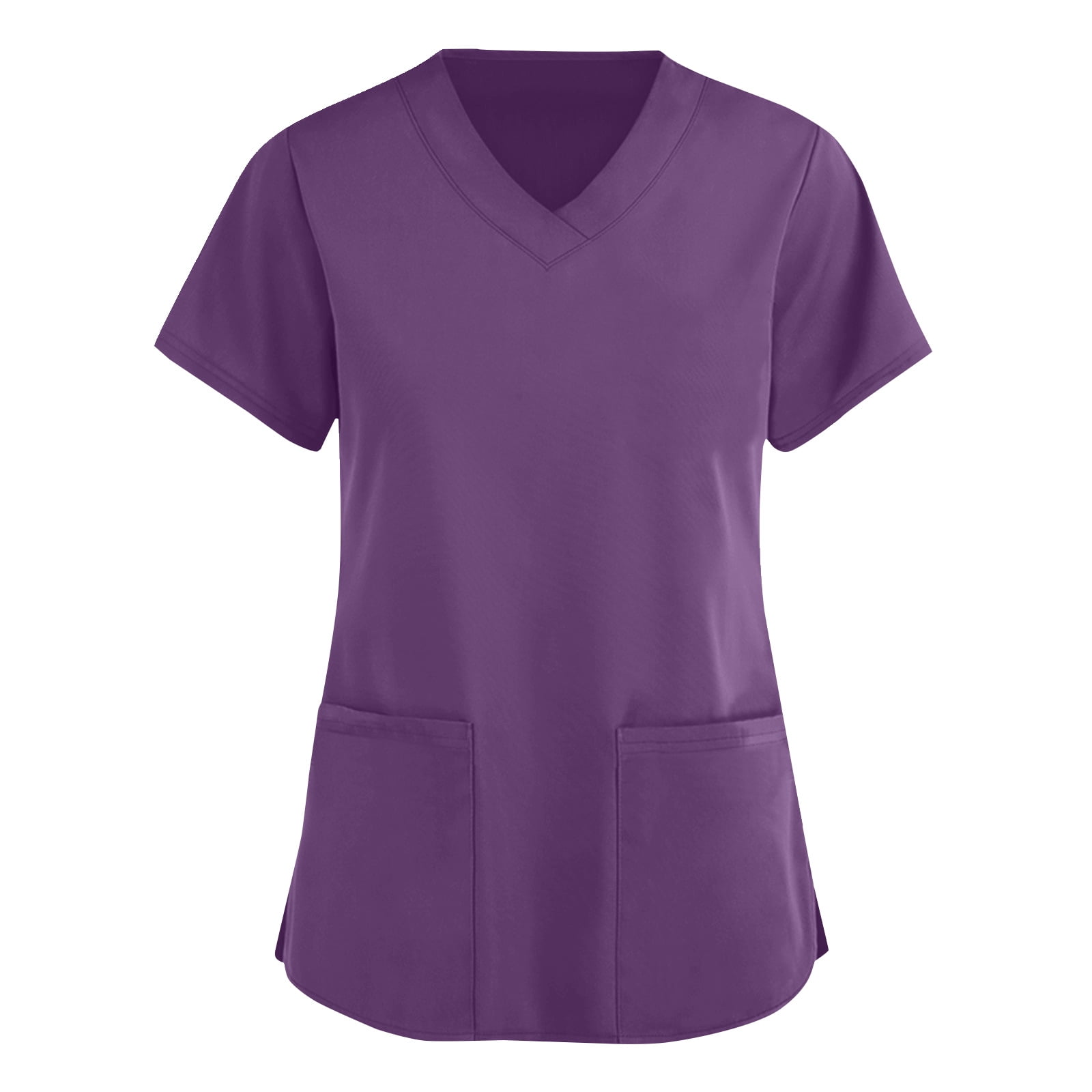 Womens Scrub Tops Short Sleeve V Neck Solid Color Shirts Nursing ...