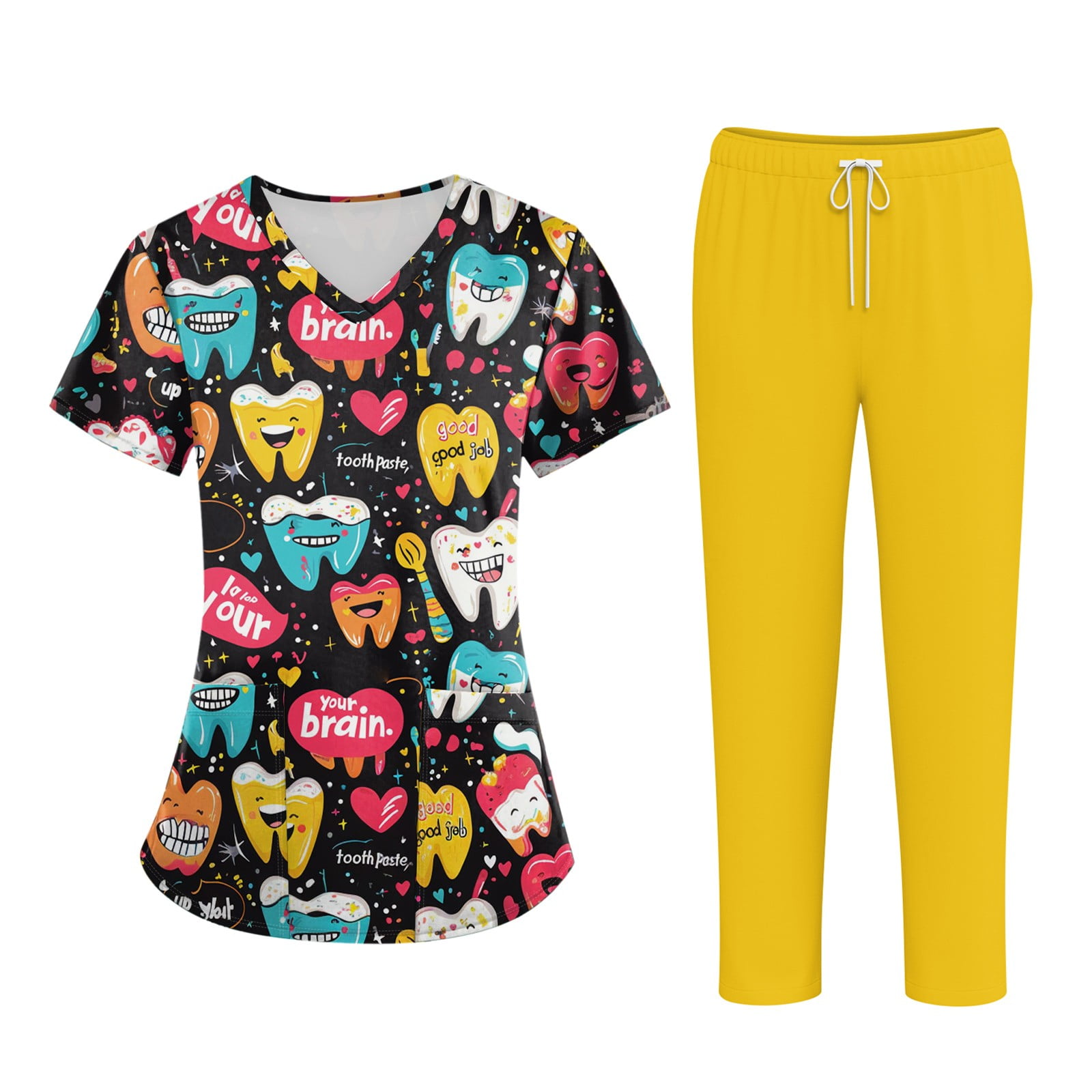 Womens Scrubs Sets,Women'S Scrub Set Short Sleeve Animal Flower Printed ...