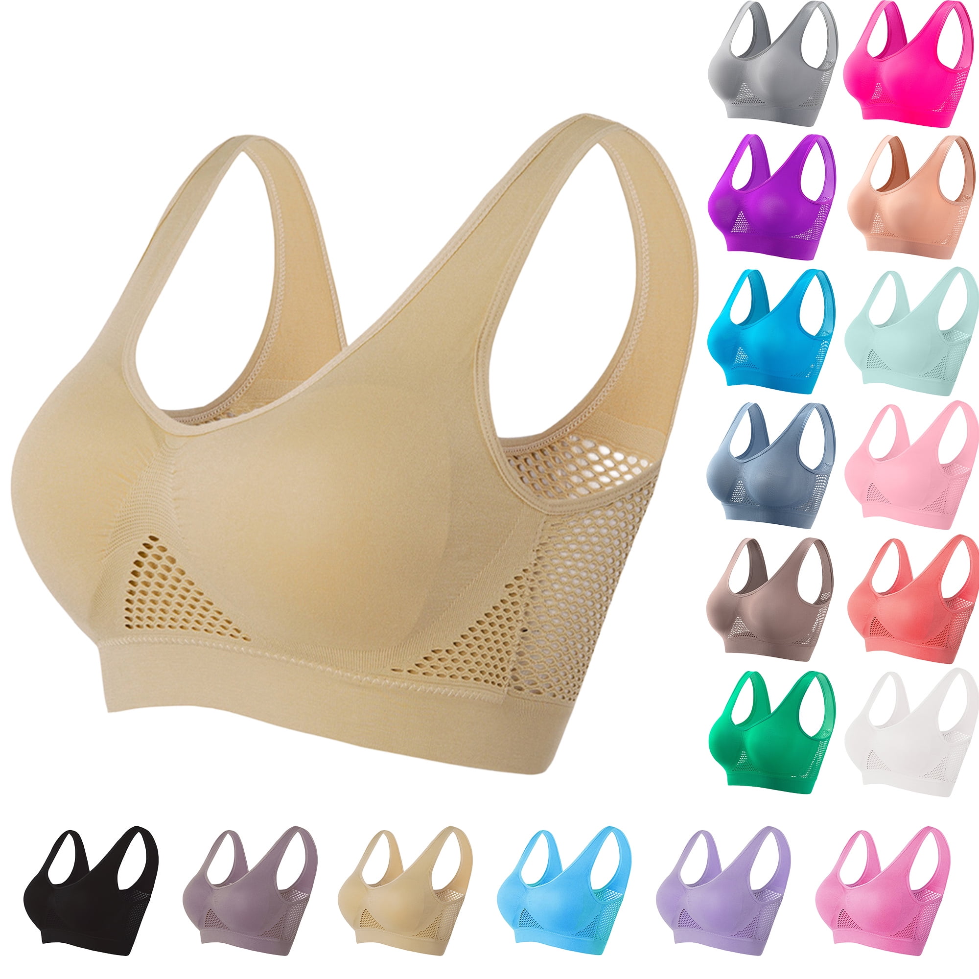 Womens Seamless Wireless Bras Sports Bra Wirefree Yoga Bra With ...