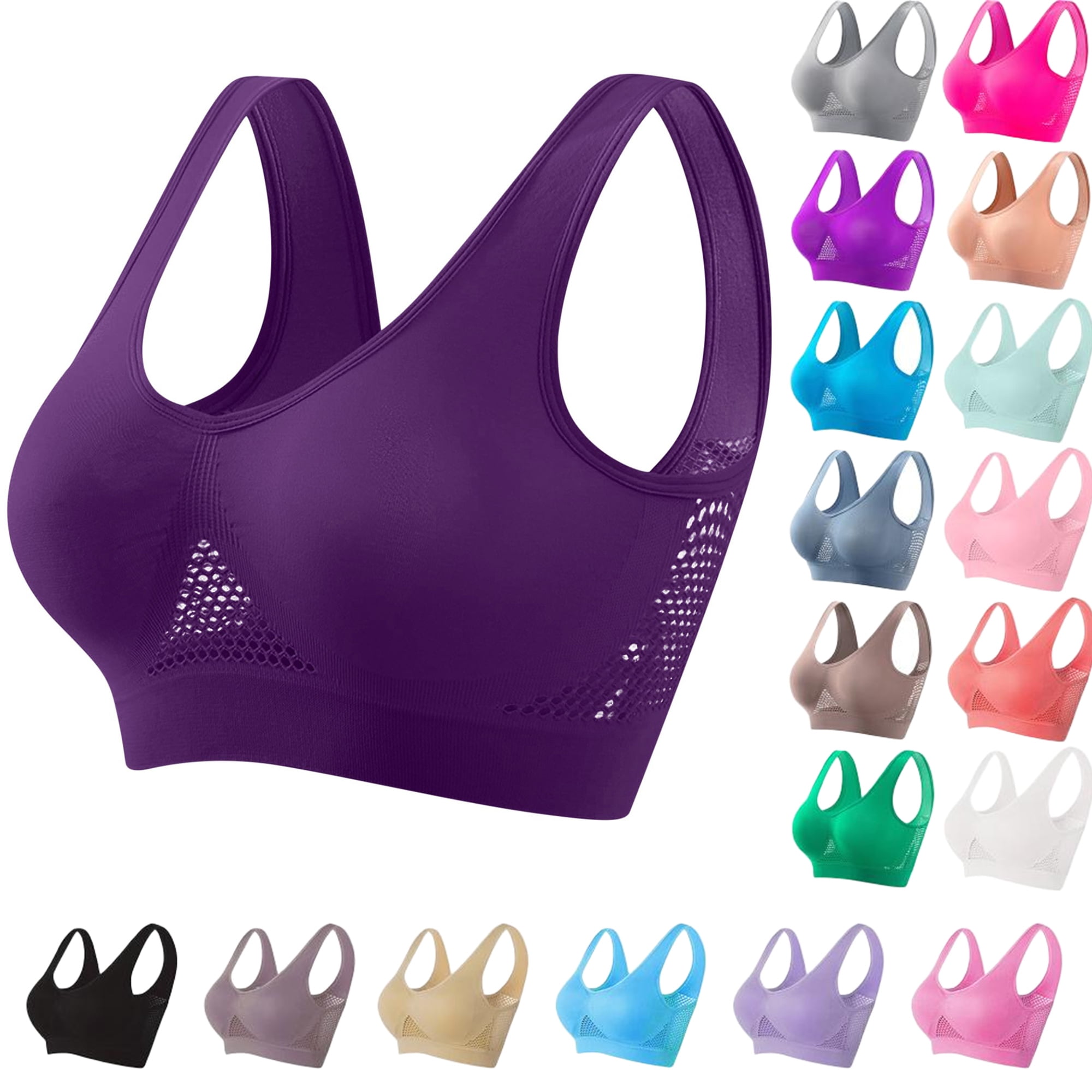 Womens Seamless Wireless Bras Sports High Support Sports Bra Wirefree ...