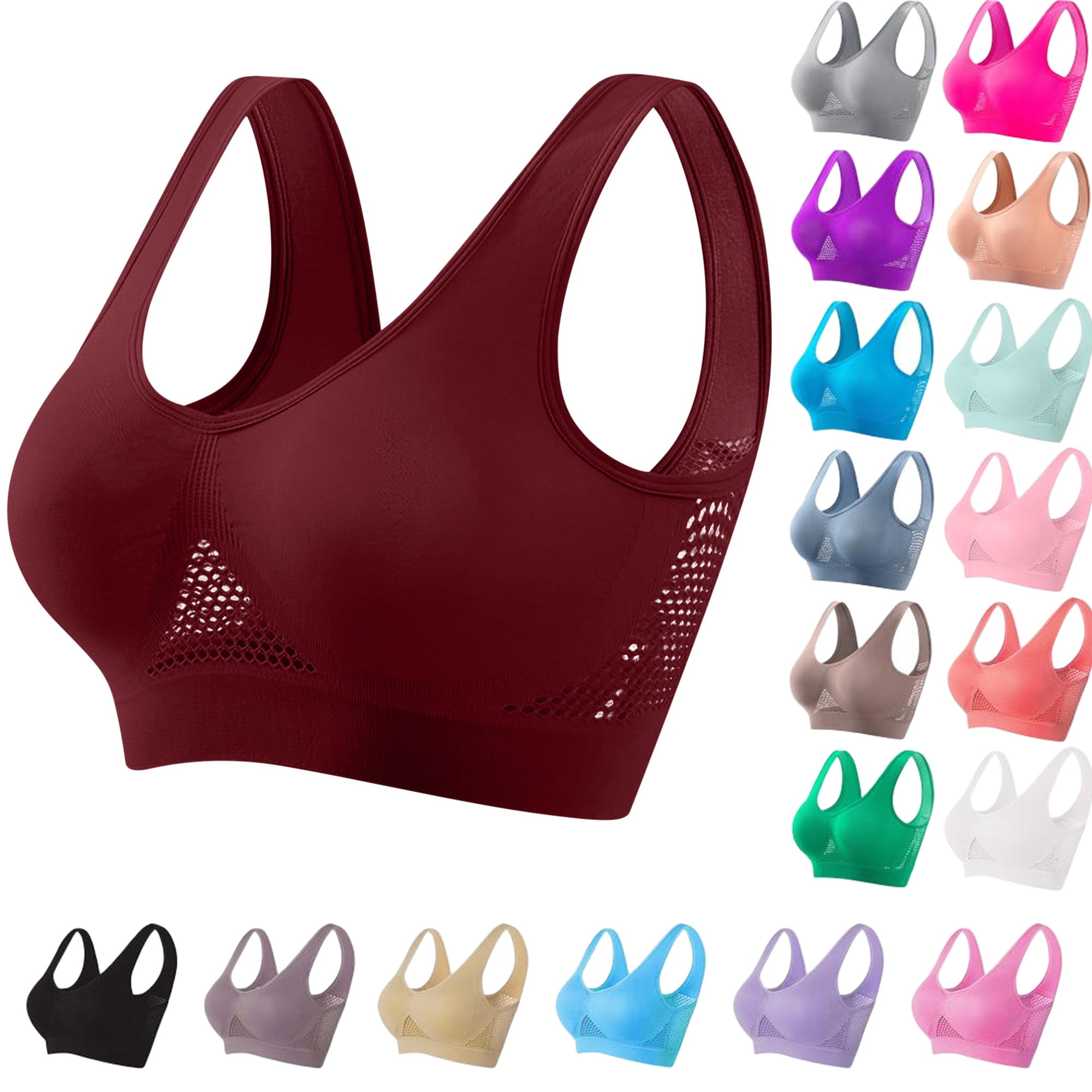 Womens Seamless Wireless Bras Sports High Support Sports Bra Wirefree ...