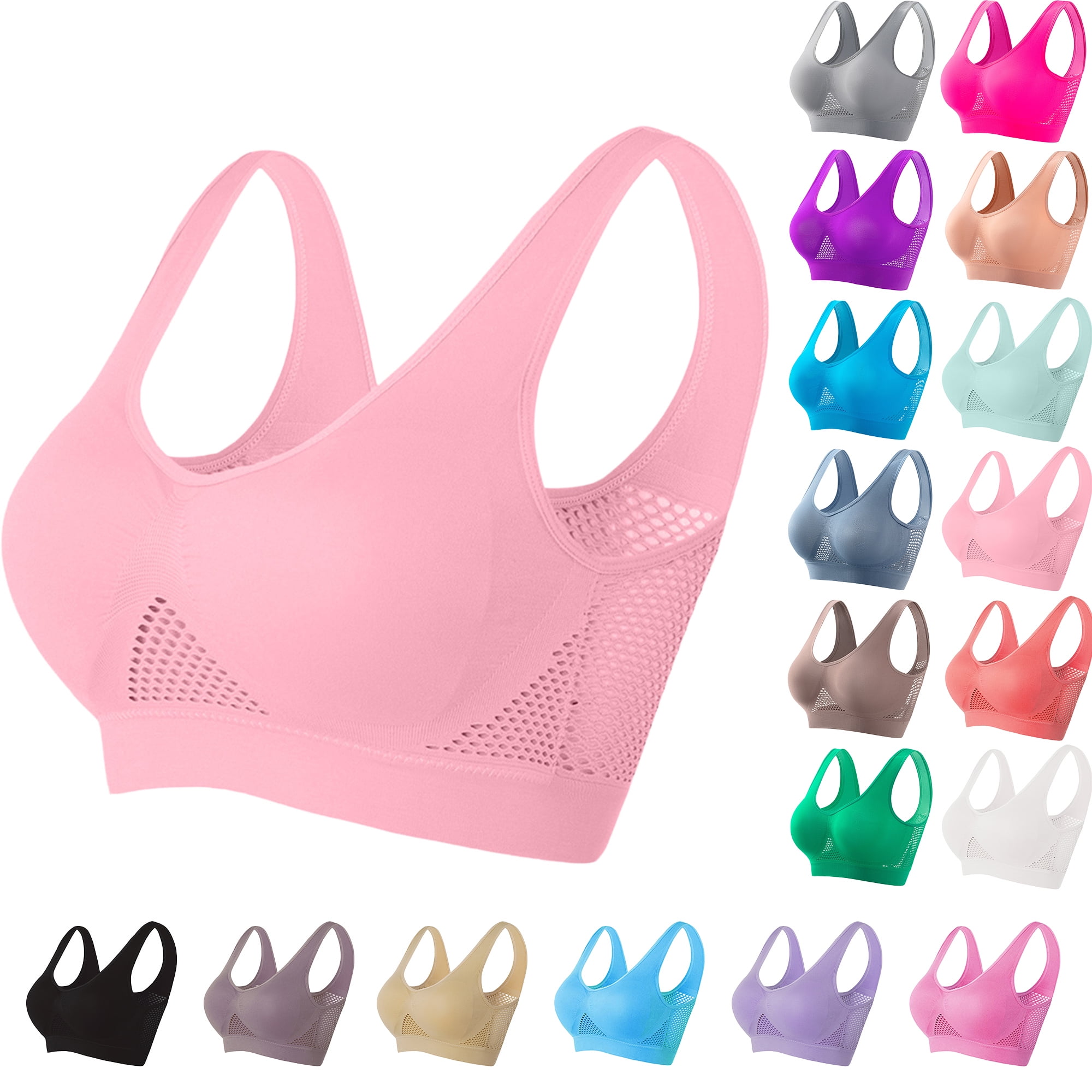 Womens Seamless Wireless Bras Sports Bra Wirefree Yoga Bra With ...