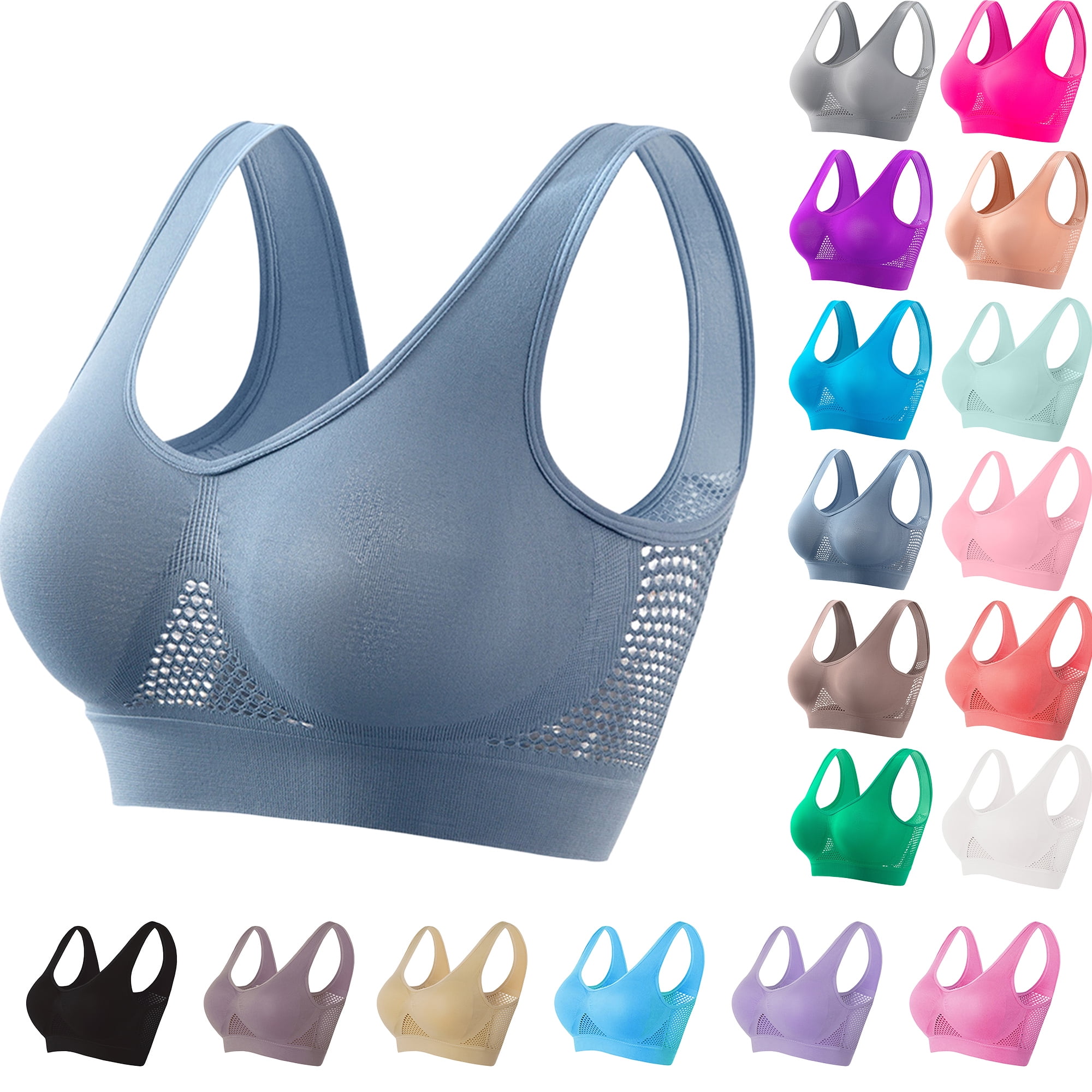 Womens Seamless Wireless Bras Sports Bras for Women High Support Sports Bra Wirefree Yoga Bra ...