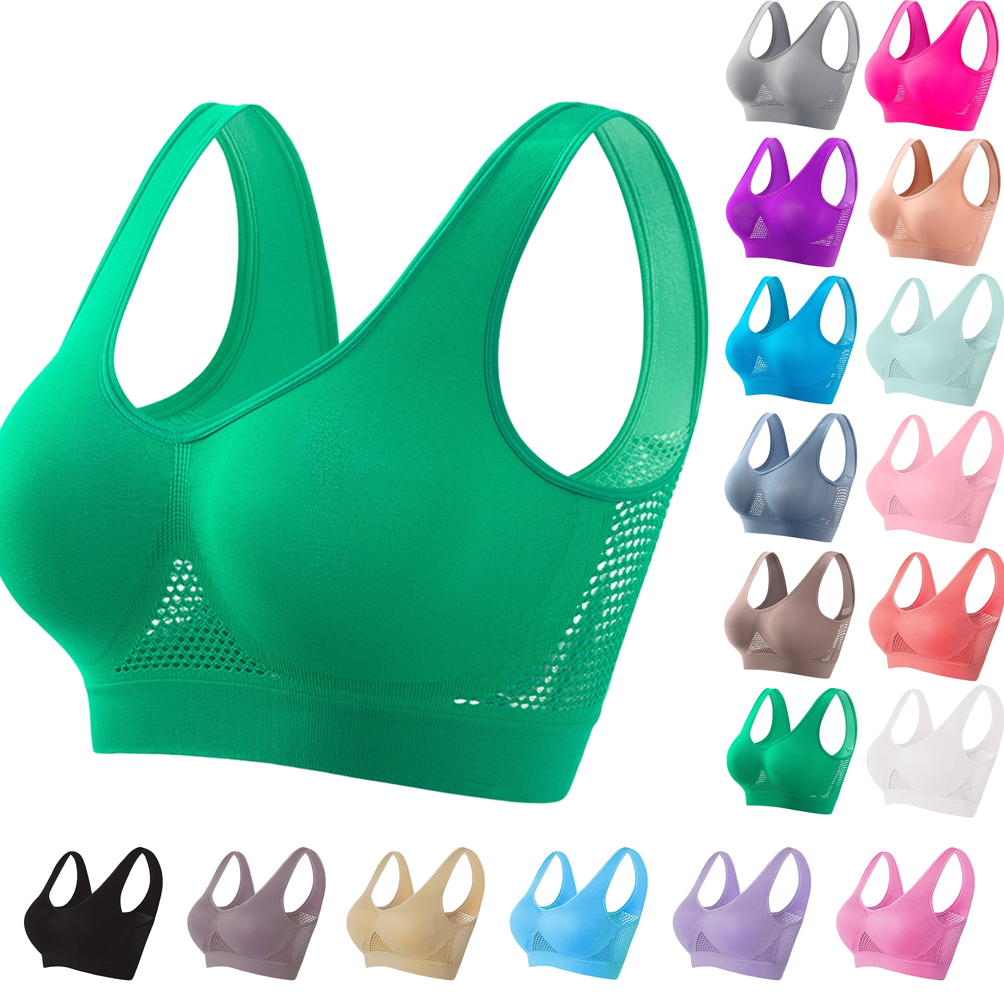 Womens Seamless Wireless Bras Sports Bras for Women High Support Sports Bra Wirefree Yoga Bra ...