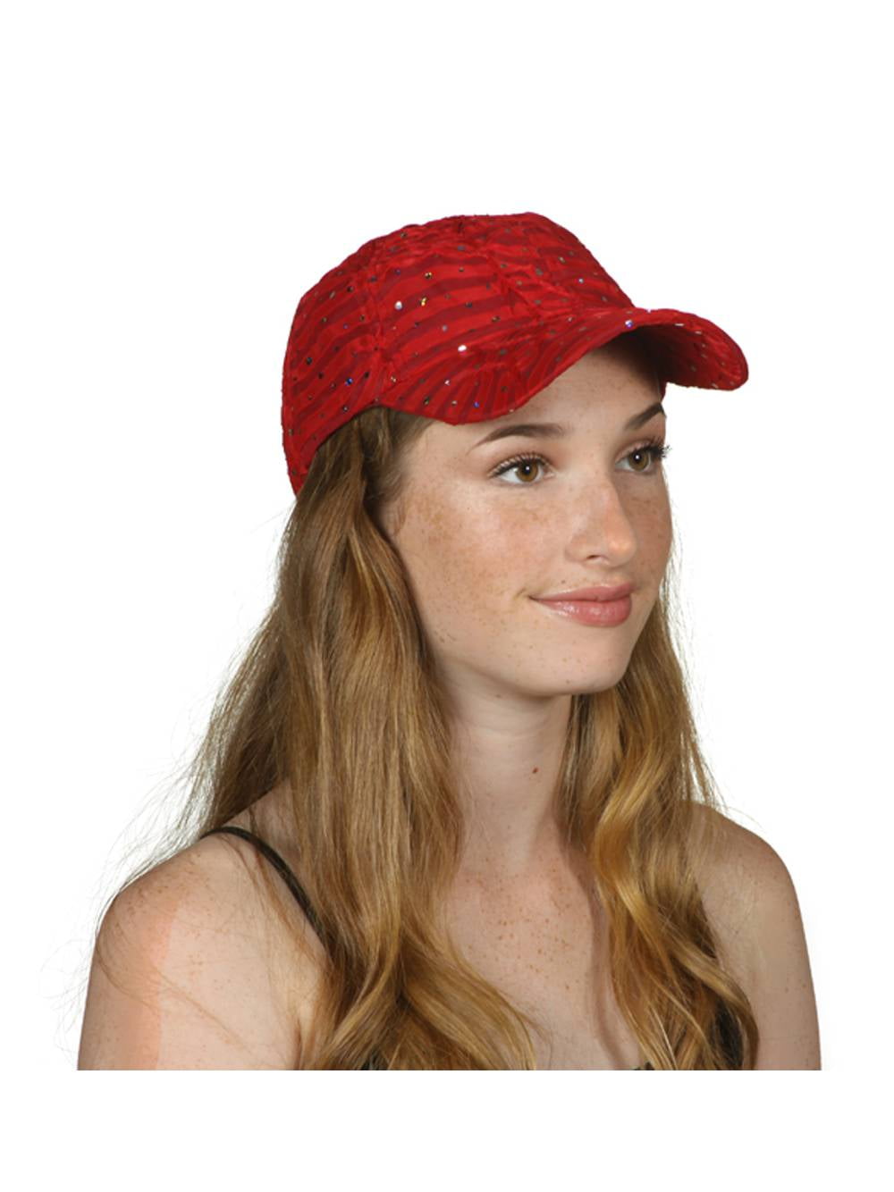 Womens Sequin Trim Baseball Cap - Red - Walmart.com