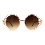 Womens Serpent Snake Jewel Arm Round Circle Metal Rim Sunglasses Gold ...