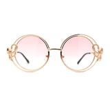 Womens Serpent Snake Jewel Arm Round Circle Metal Rim Sunglasses Gold ...