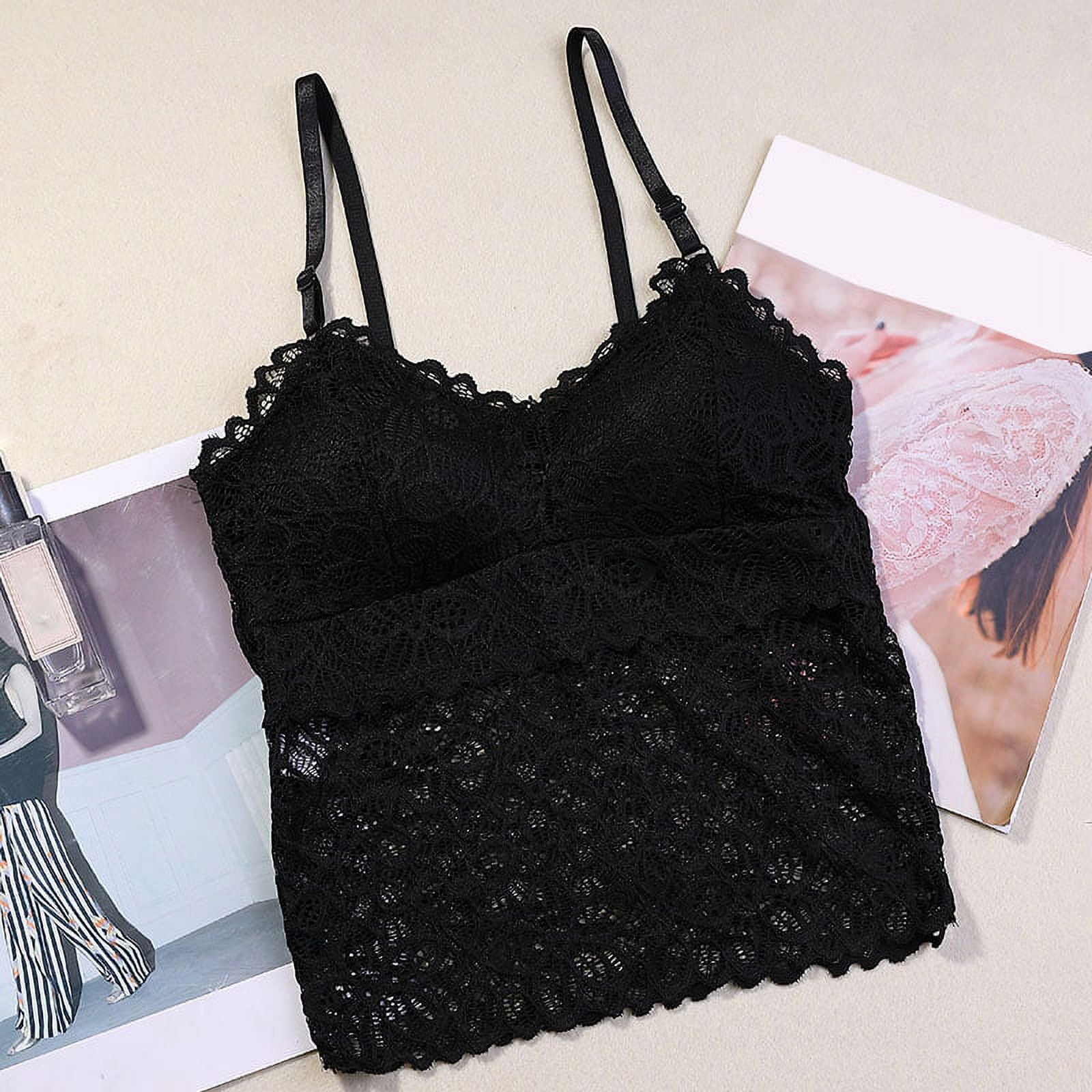 Womens Sexy Lace Backless Bralette Bra Vest V Tie Chest Pad Crochet ...