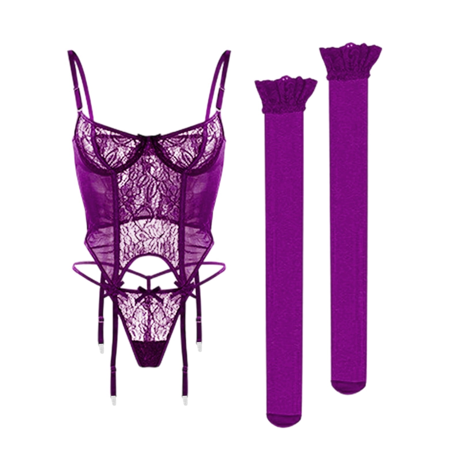 Womens Sexy Lingerie Embroidered Lace Flower Lingerie Bra and Panty ...
