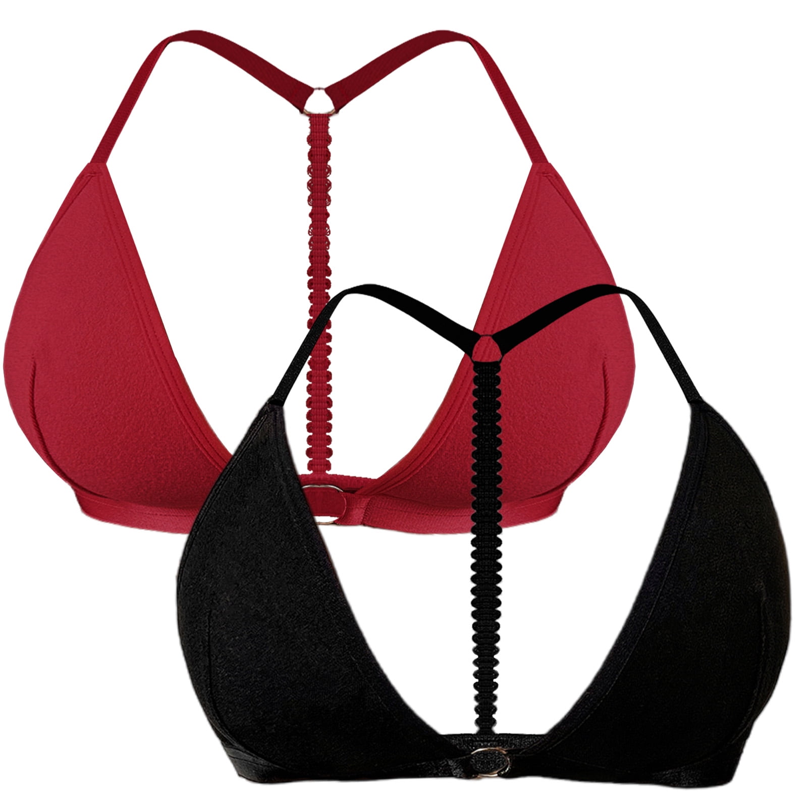 Womens Sexy Triangle Bralette Deep V Seamless Bras 2 Piece No Underwire ...