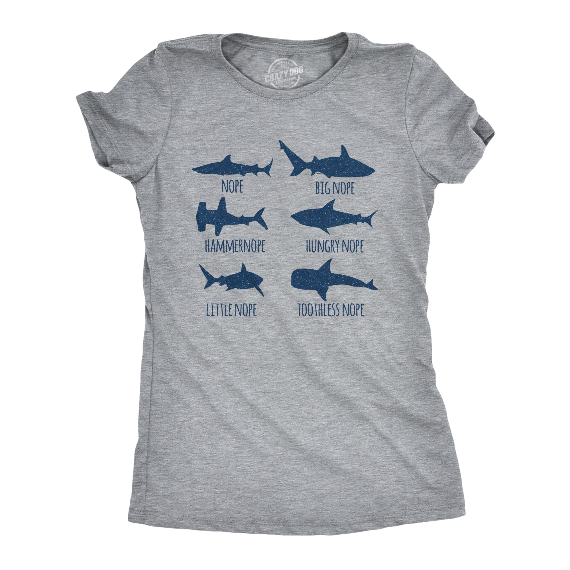Womens Shark Nope T Shirt Funny Fear Of Sharks Breeds Graphic Novelty ...