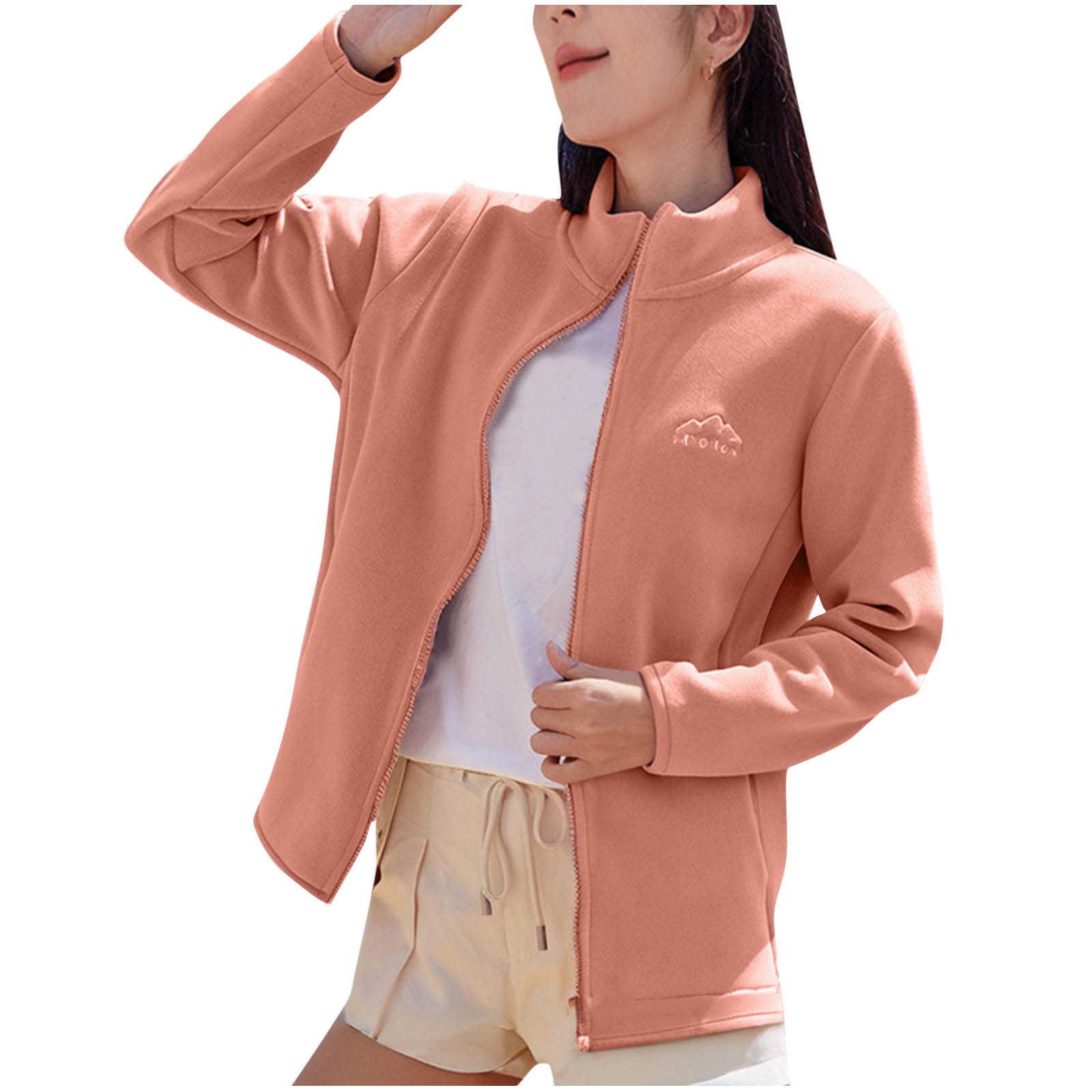 Womens Sherpa Jackets Casual Long Sleeve Zip Up Fleece Fuzzy Winter ...
