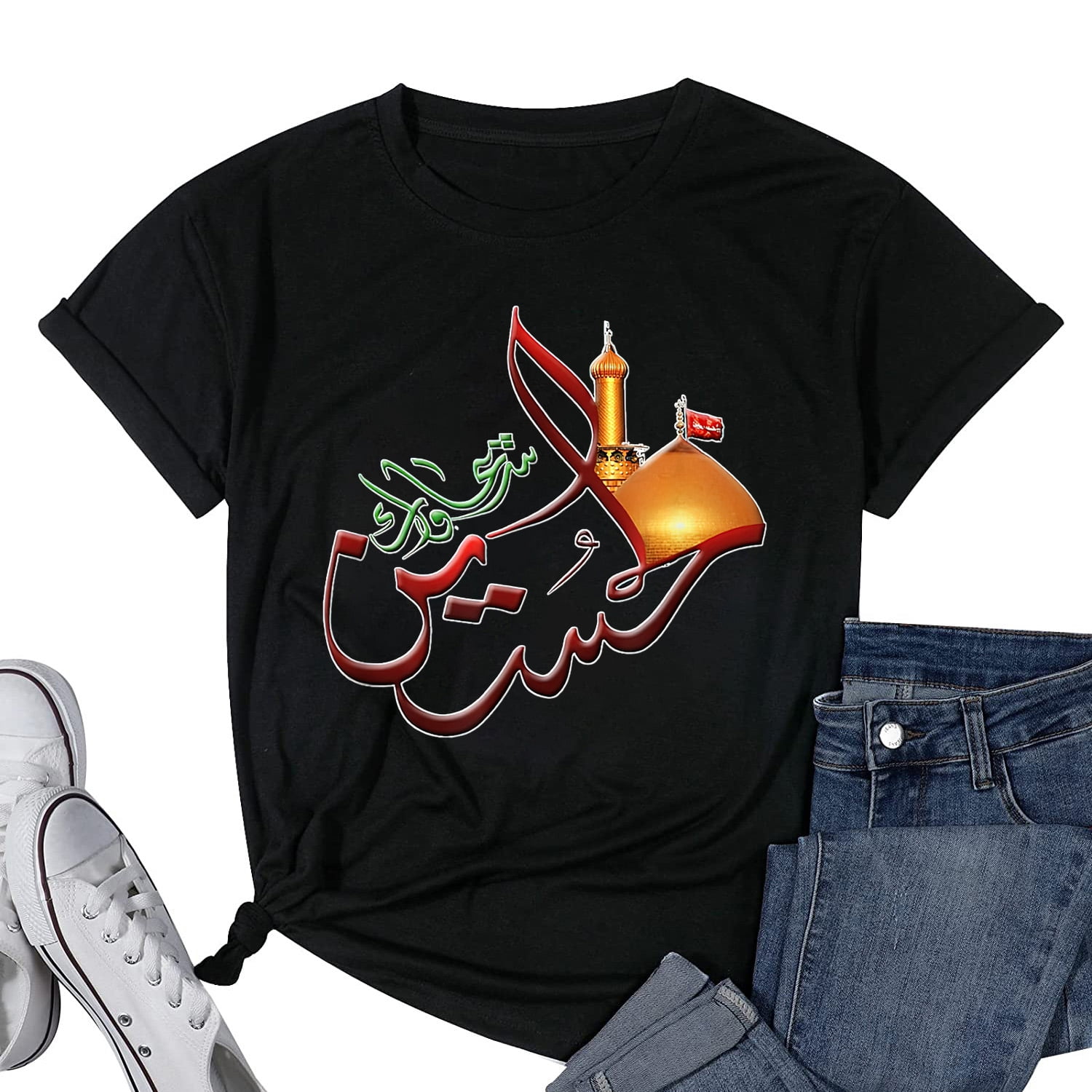 Womens Shia Ashura karbala,IMAM HUSSIN T-SHIRT FOR Muharram Black ...