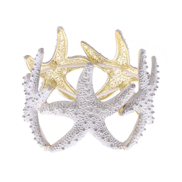 Womens Shiny Textured Starfish Stretch Bangle Cuff Statement Bracelet ...