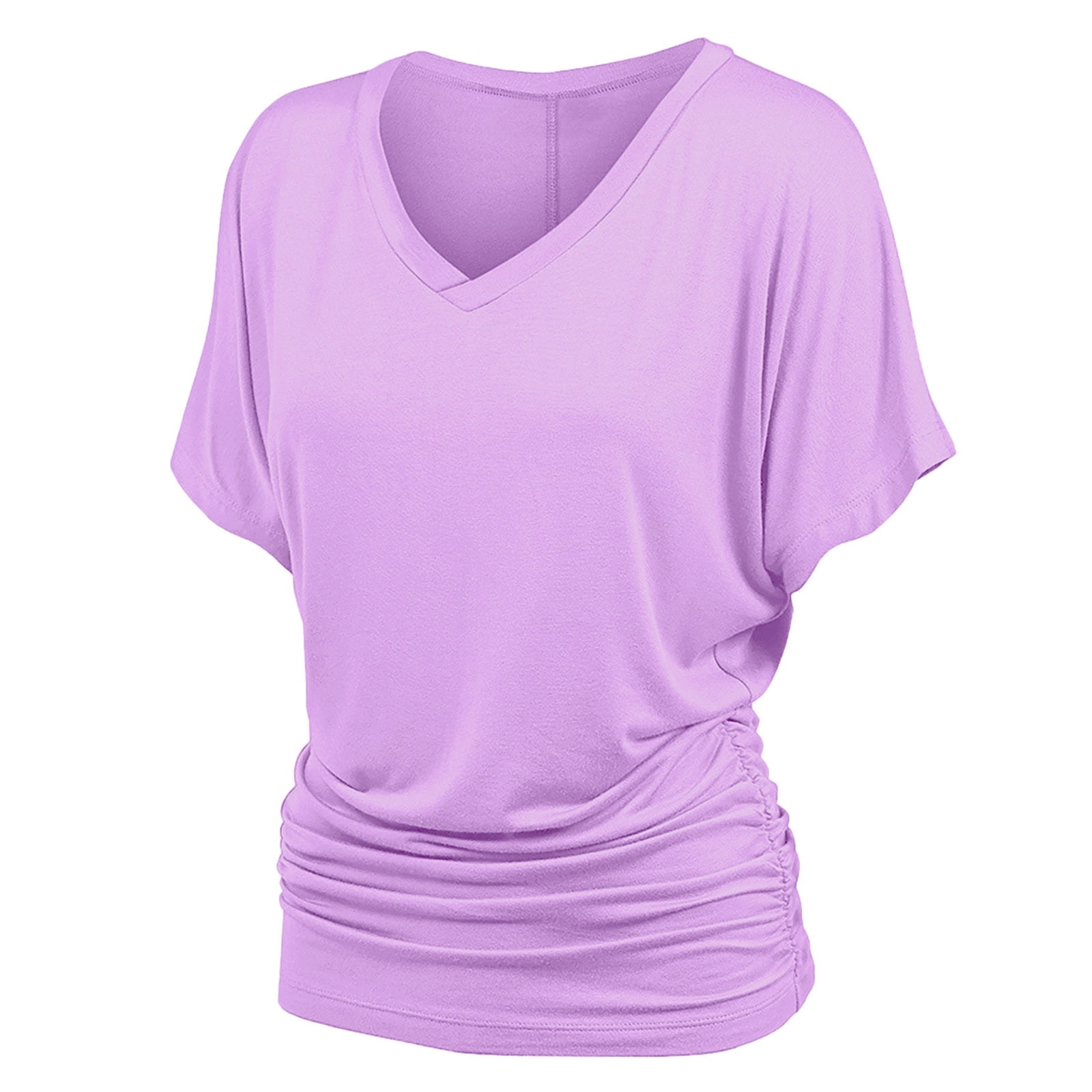 Womens Shirt Plus V Neck Sleeve Batwing Loose Fashion Size Fold Hem ...