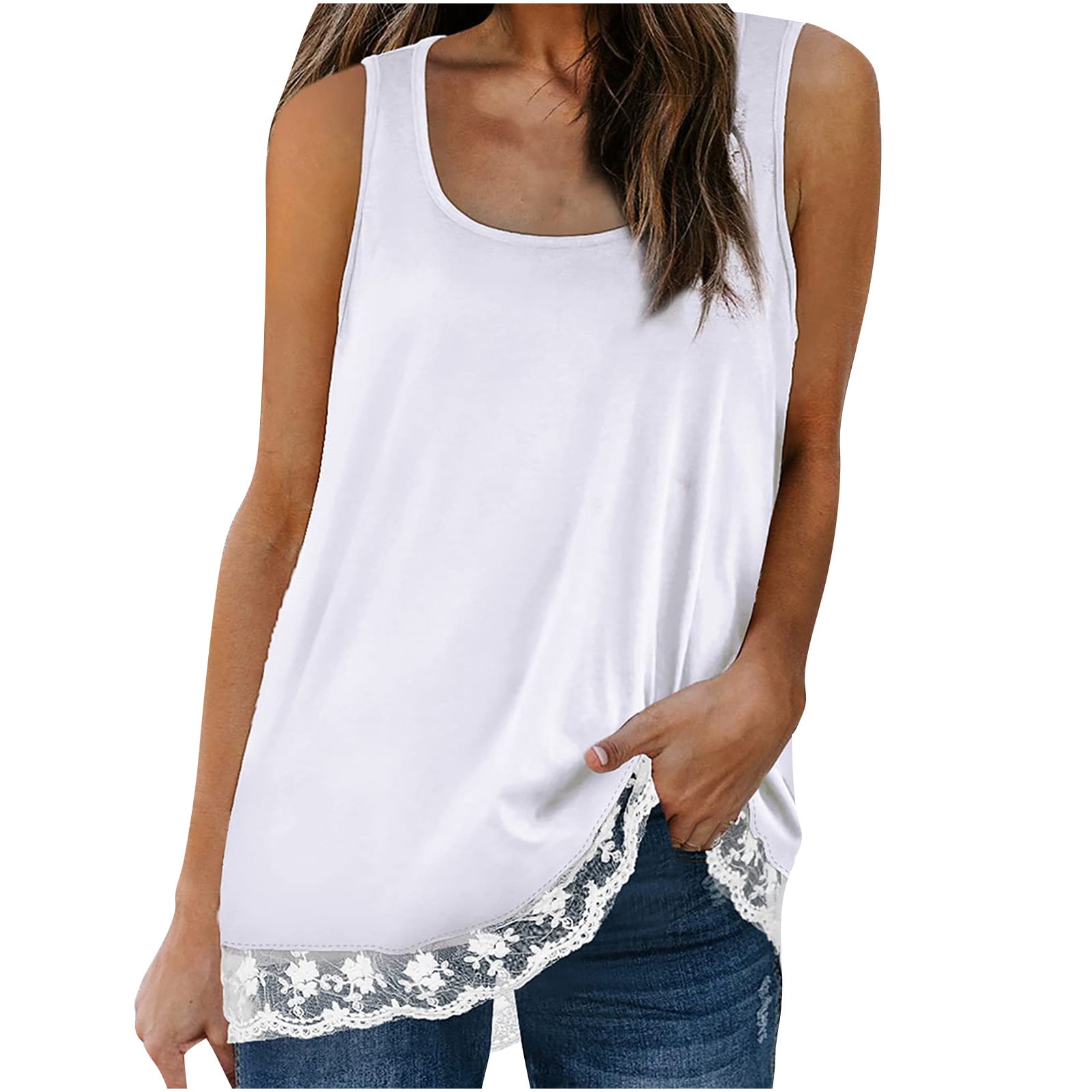 Womens Shirts Dressy Casual Solid Color Square Neck Sleeveless Shirt ...