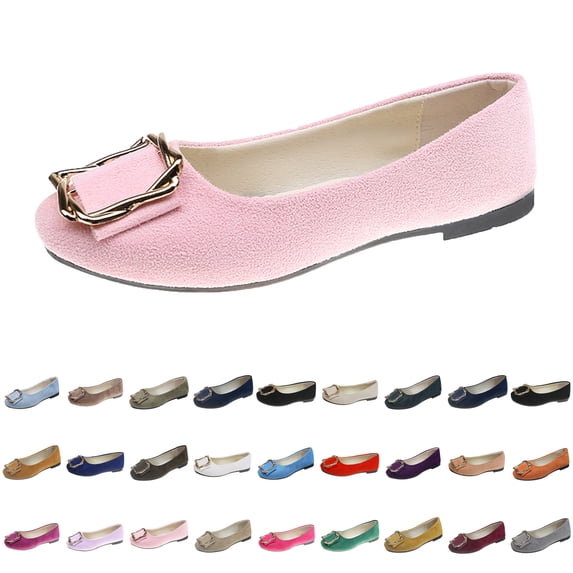 Womens Shoes Solid Color Comfort Slip-Ons Flat Work Shoes Casual Lady ...