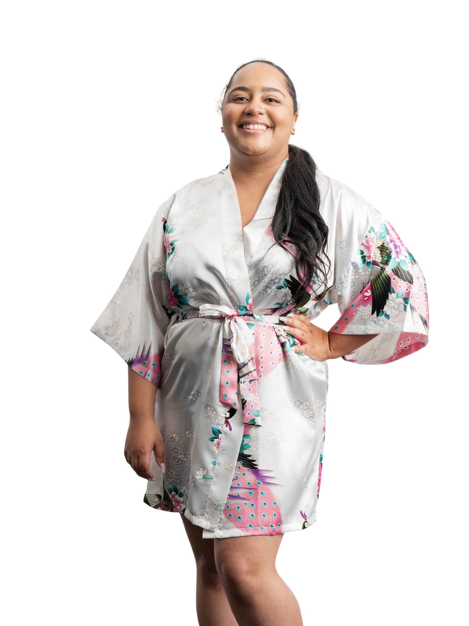 Womens Short Floral Silk Kimono Robes Sizes 2 To 18 Bride And