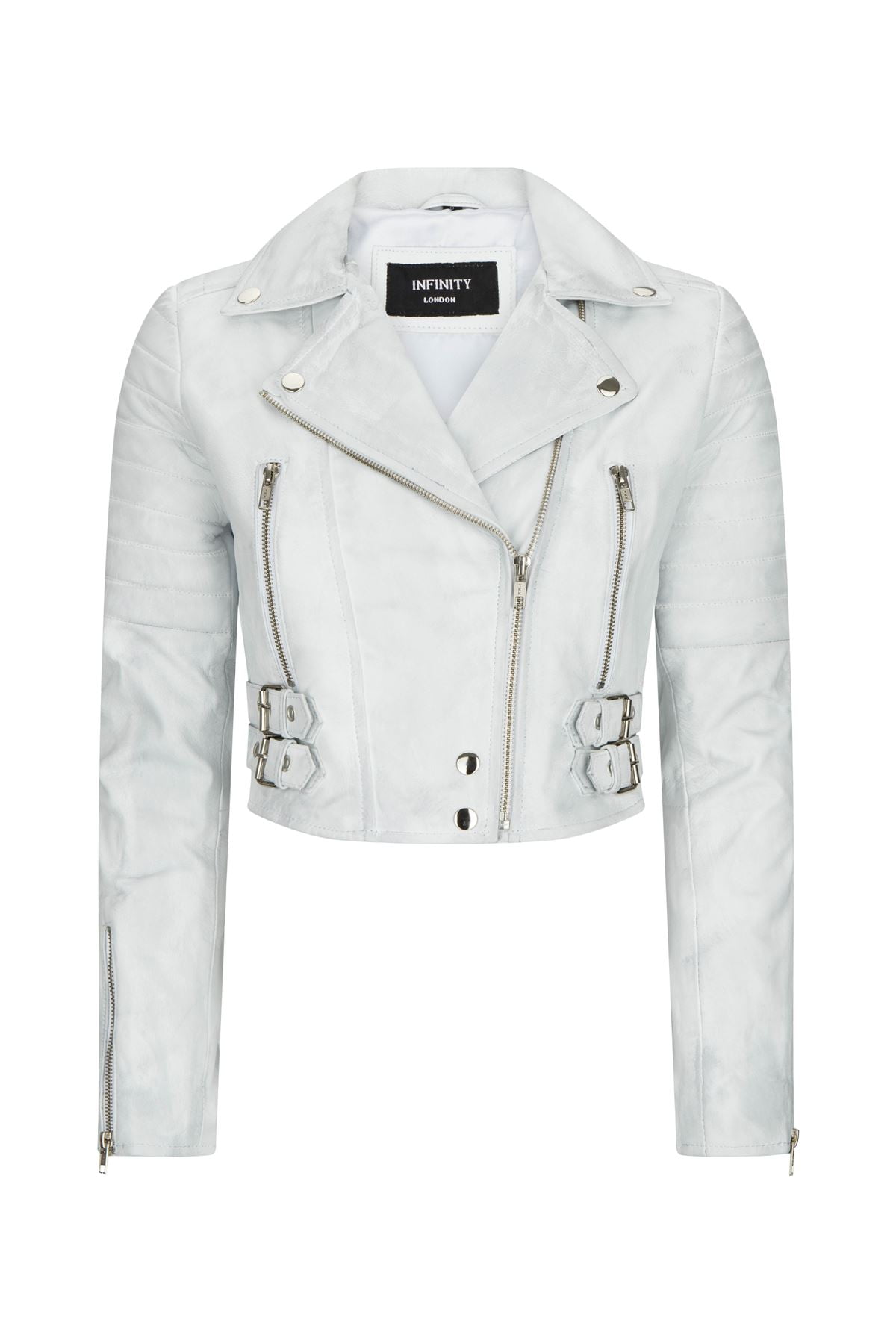 Womens Short Real Leather Jacket Cross Zip Biker Slim Fit Brando Soft ...