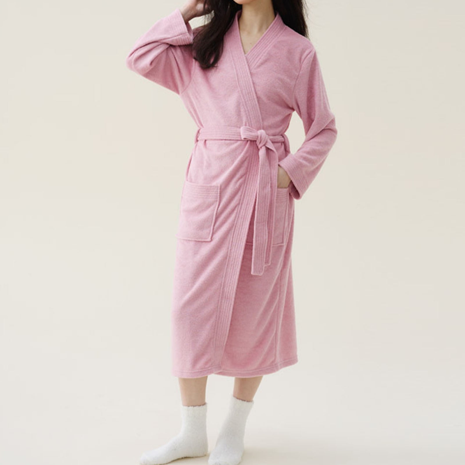 Womens Short Robe Womens Robes Robe Womens Cute Long Style, Solid Color ...