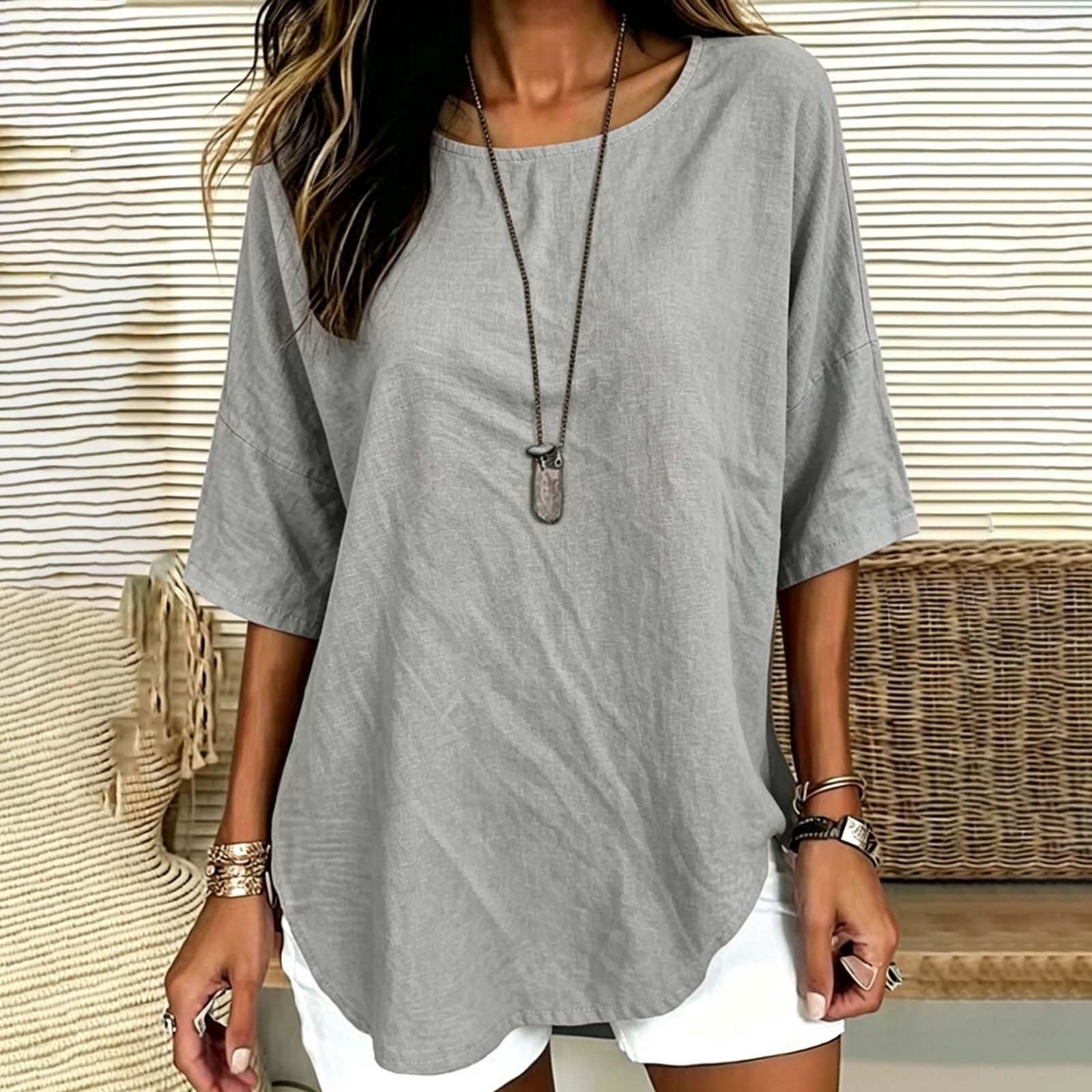 Womens Short Sleeve Tops Summer 2026 Casual Officecore Asymmetrical ...