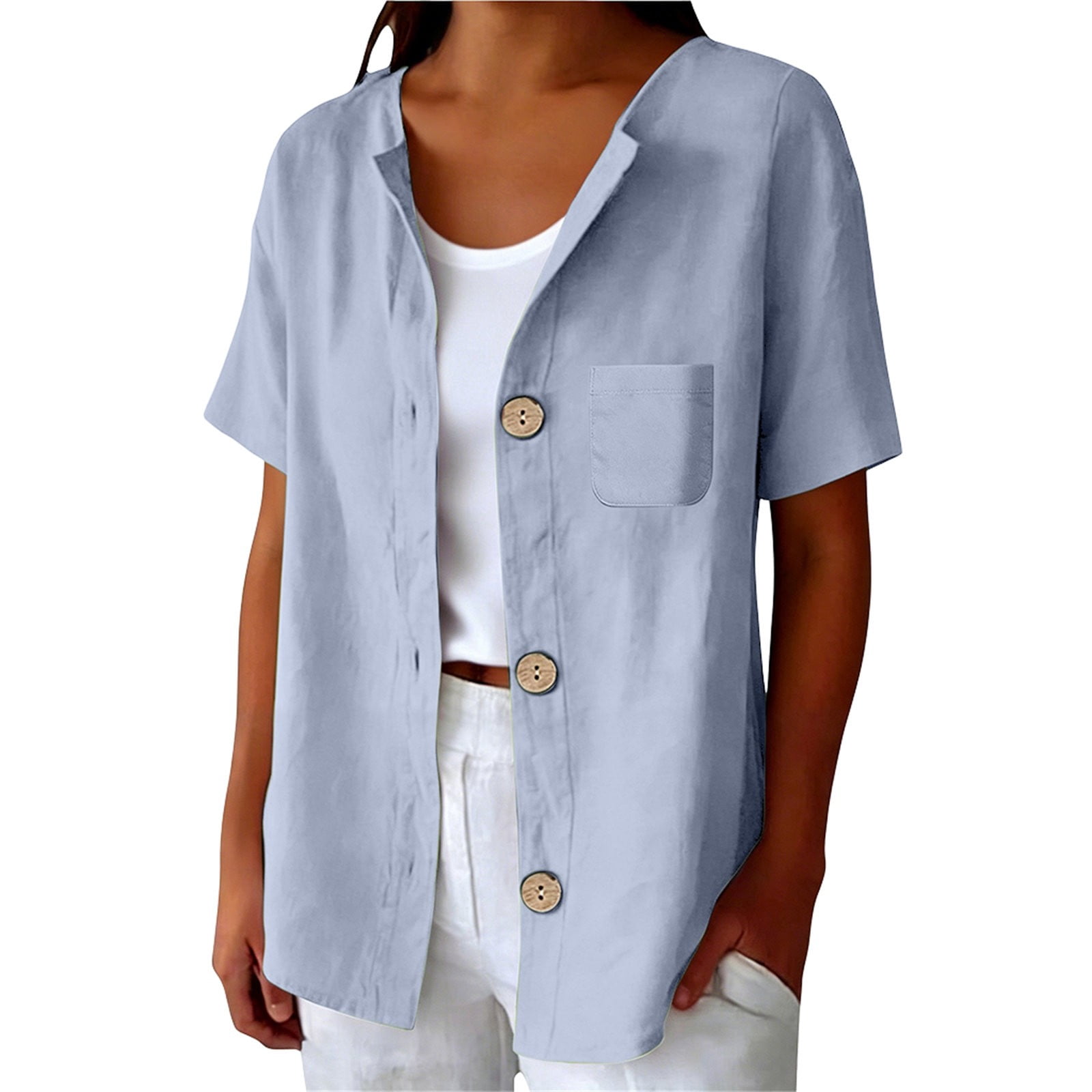 Womens Short Sleeve Tops Summer 2026 Casual Officecore Asymmetrical ...