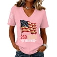 Womens Short Sleeve V Neck Pullover Top with 250 Years Print Loose Fit ...